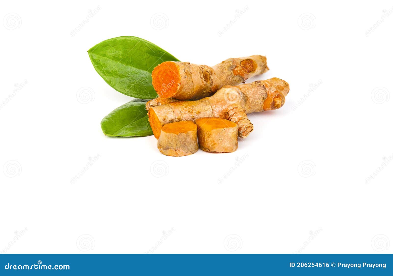 Fresh Turmeric Cut into Pieces with Leaves Stock Photo - Image of ...