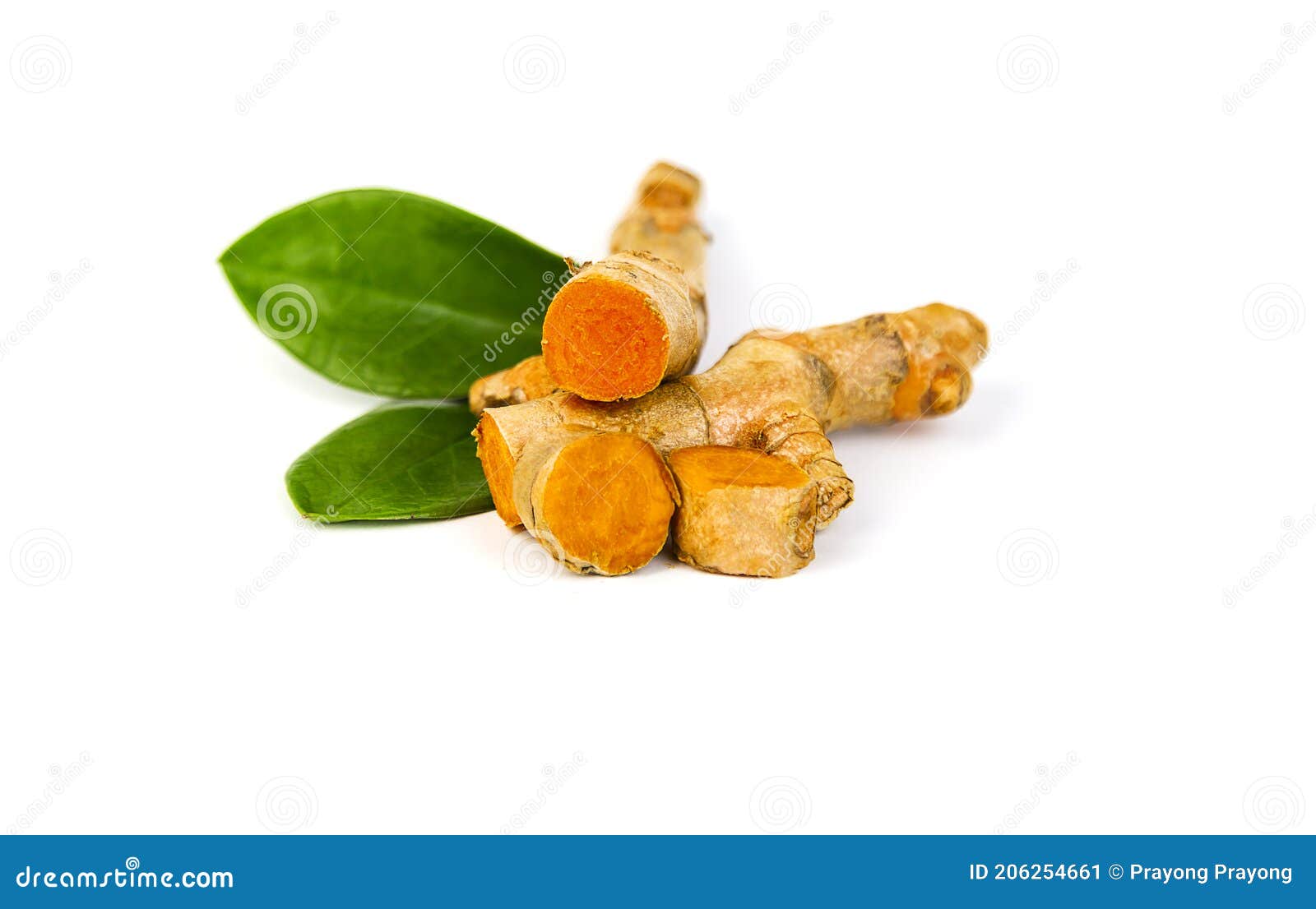 Fresh Turmeric Cut into Pieces with Leaves Stock Image - Image of plant ...