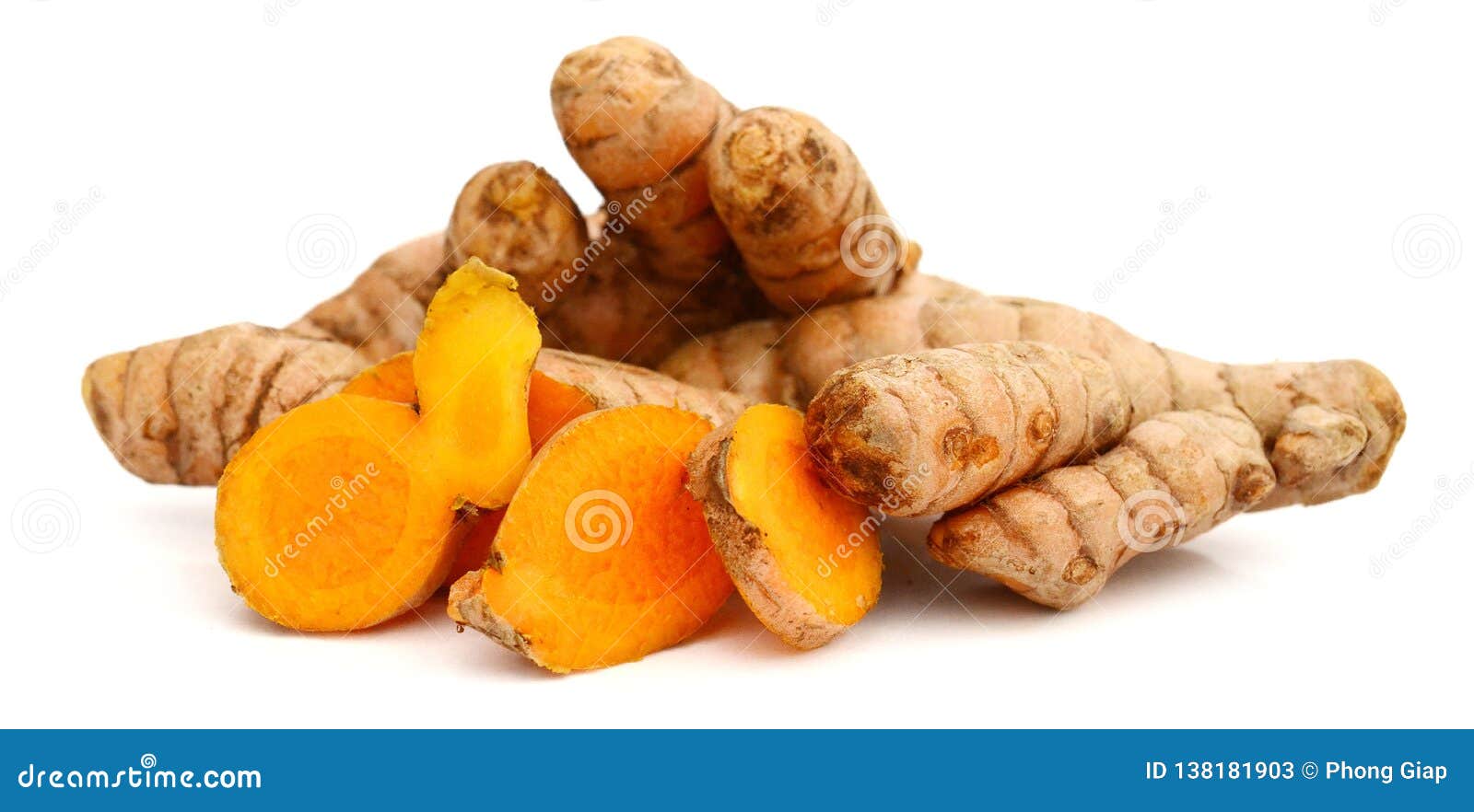 Turmeric Roots Isolated on White Background. Stock Image - Image of ...