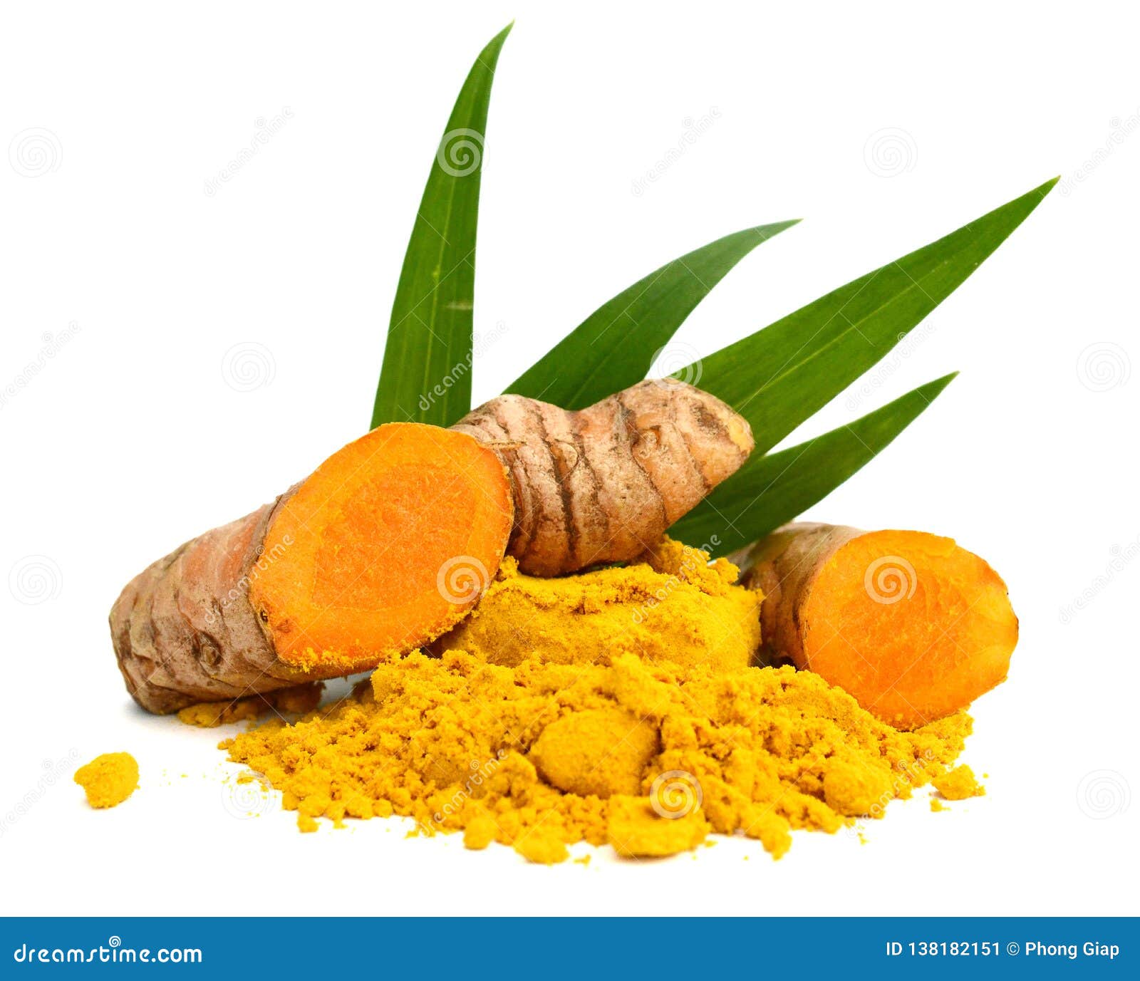 Turmeric Roots Isolated on White Background. Stock Image - Image of ...