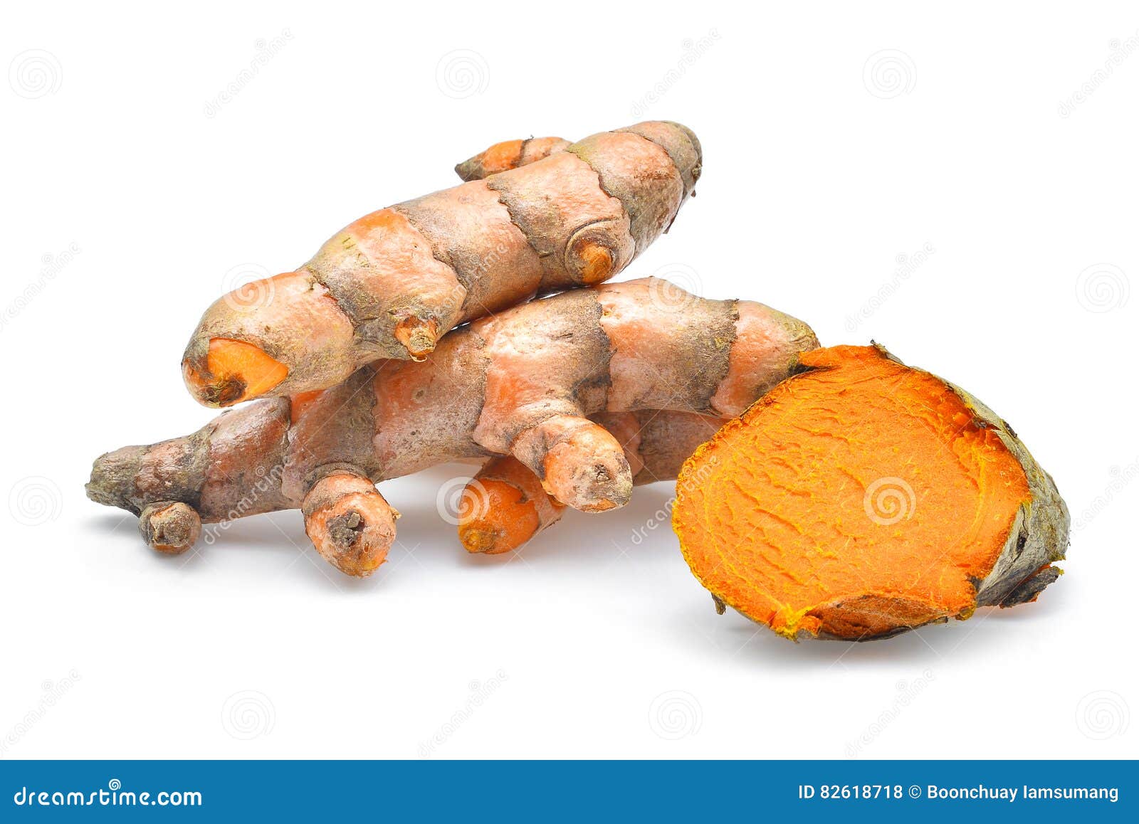 Fresh Turmeric Roots Isolated on White Background Stock Photo - Image ...