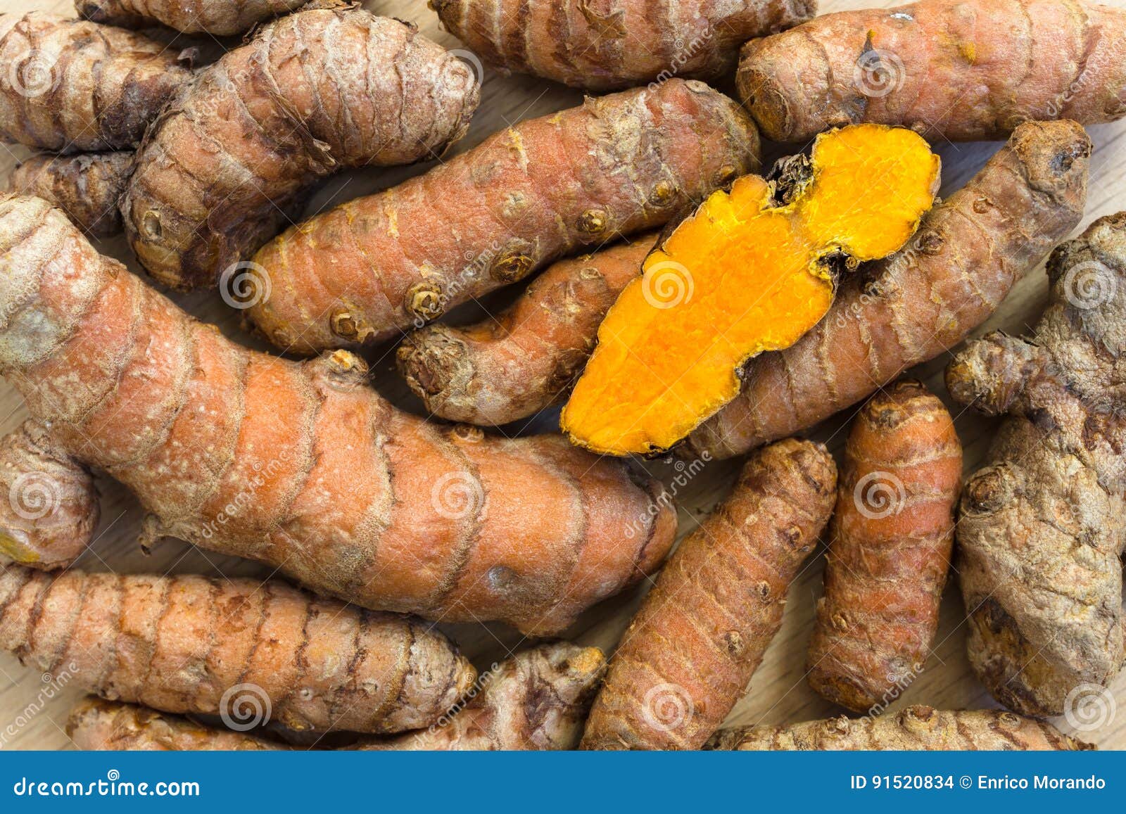 Fresh Turmeric Roots and One Slice Stock Photo - Image of inflammatory ...