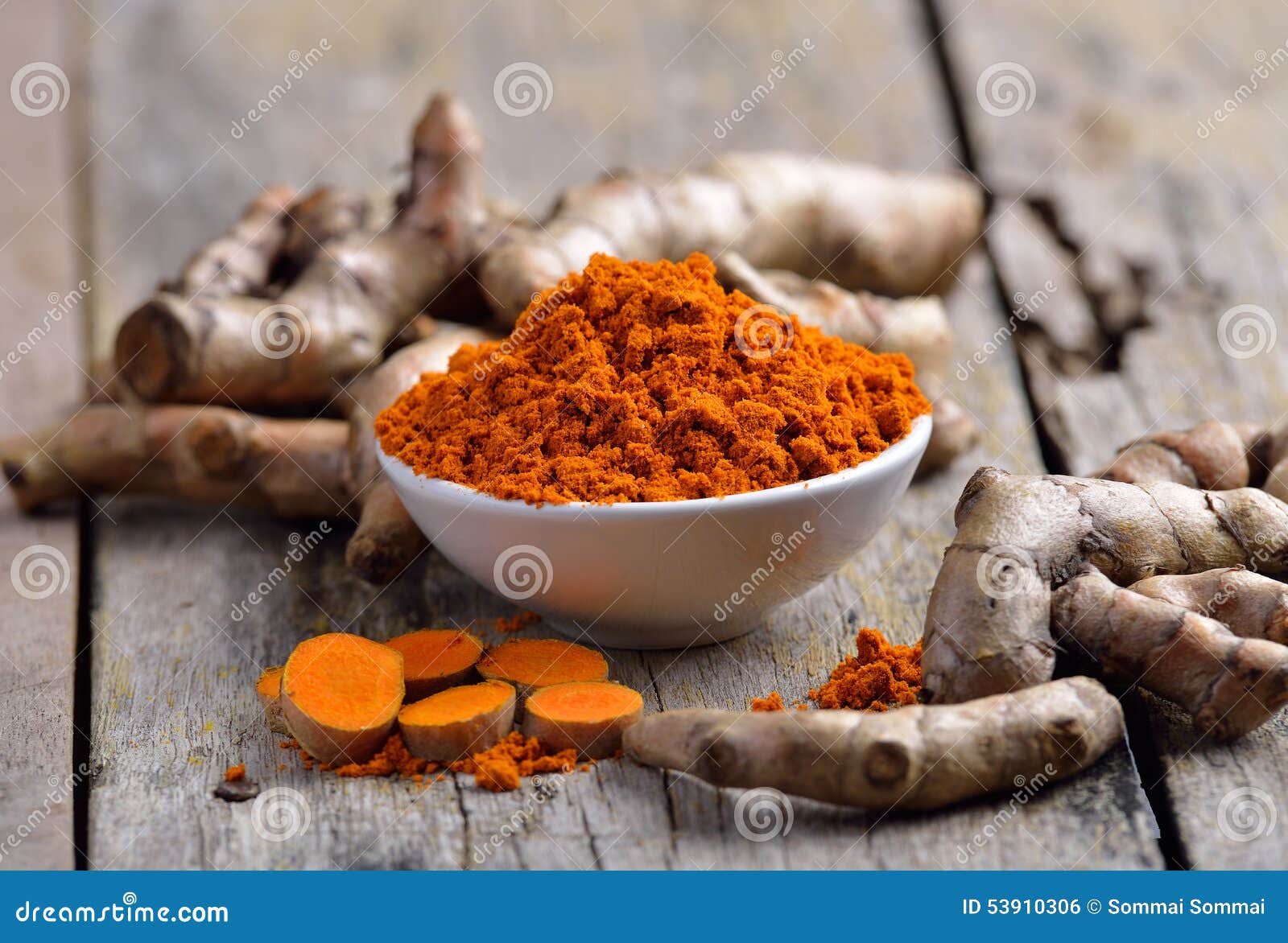 Fresh Turmeric Roots on Wooden Table Stock Photo - Image of herb ...