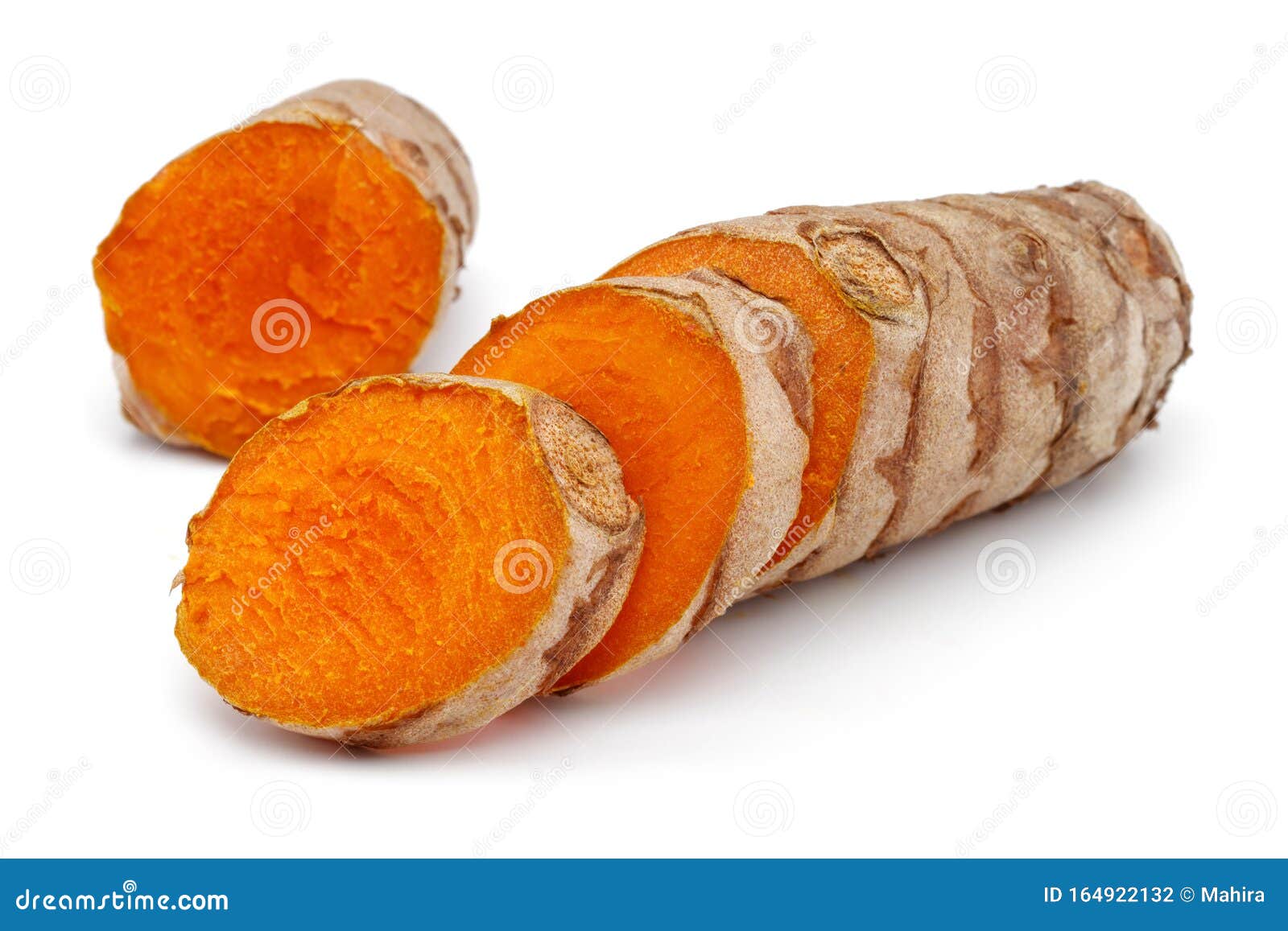 Fresh Turmeric with Slices Isolated Stock Photo - Image of food, plant ...
