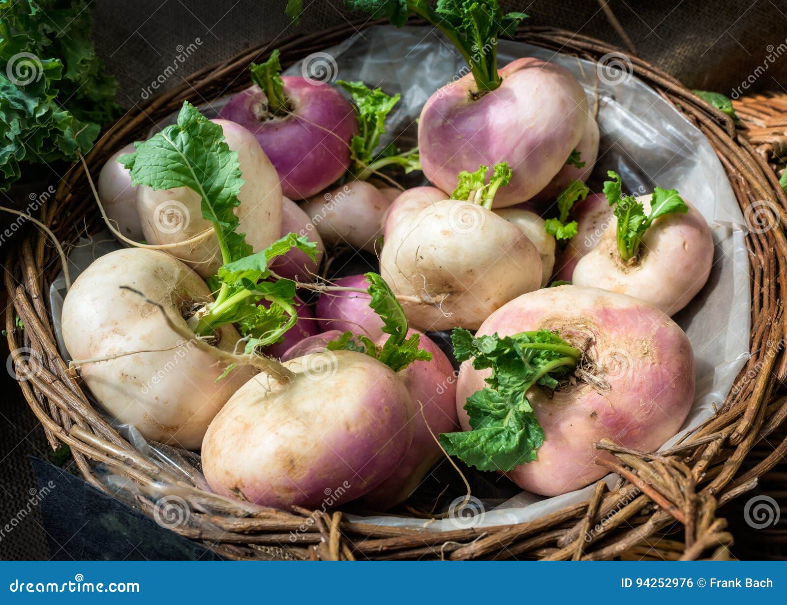Fresh turnips in a basket stock photo. Image of fruit - 94252976