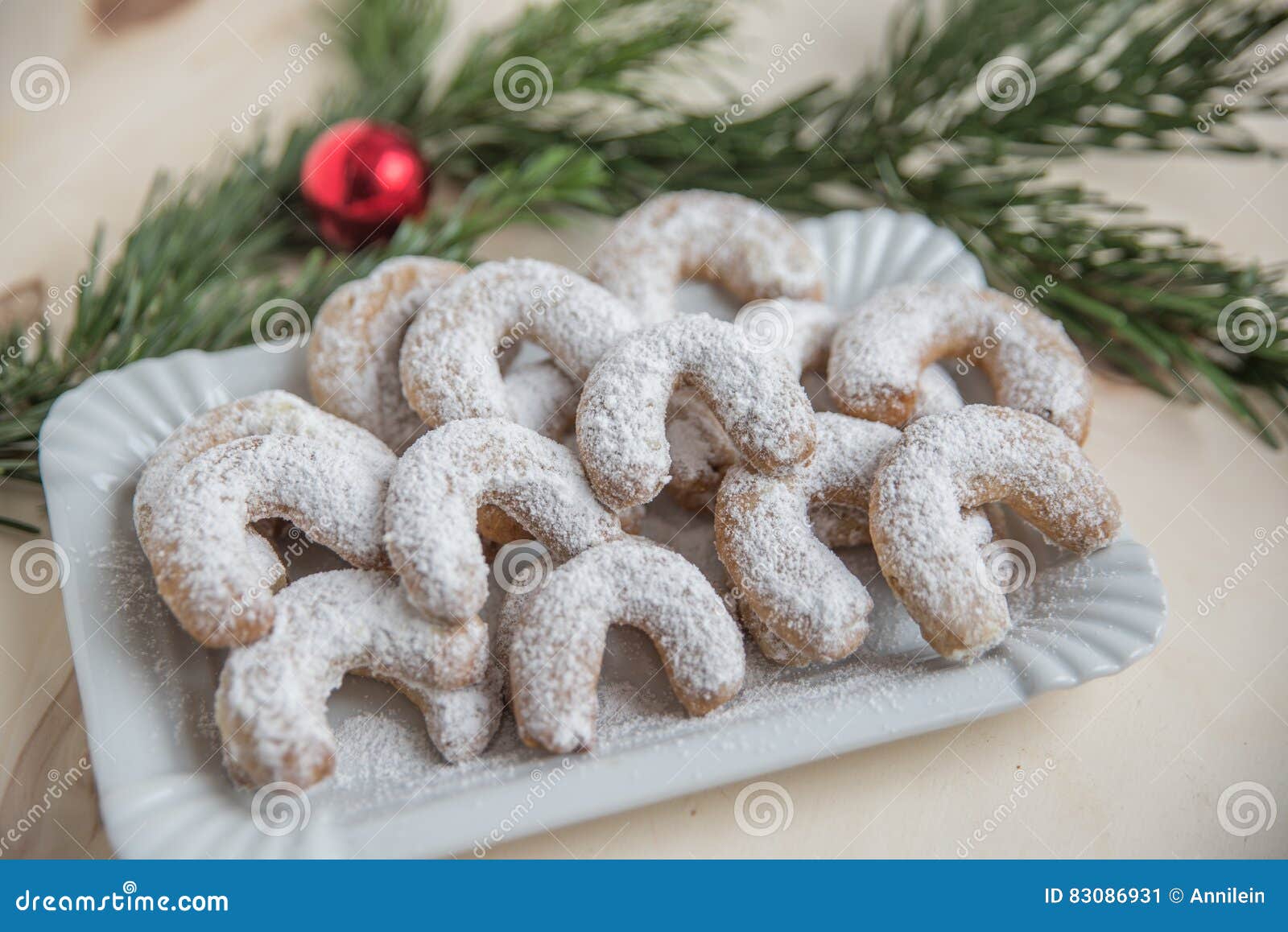 Fresh Vanilla Cookies with Powdered Sugar Stock Image - Image of ...