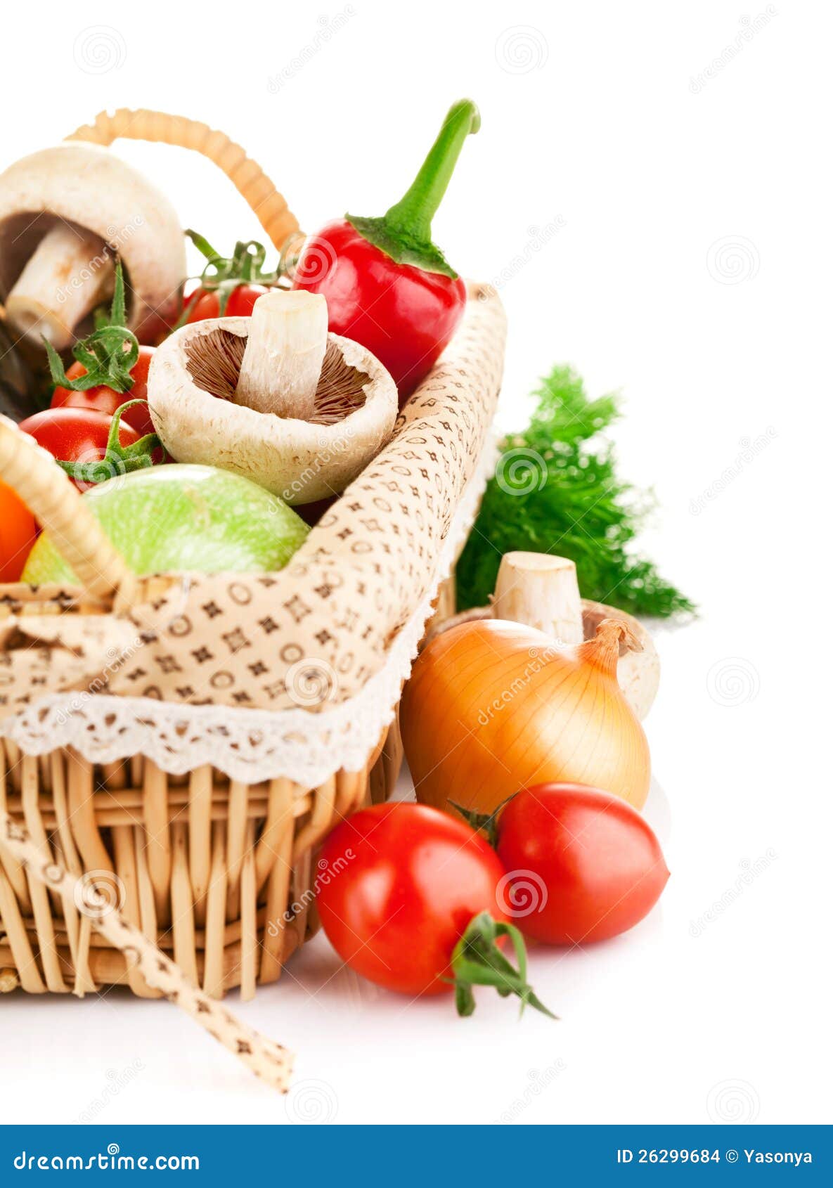 Fresh Vegetable in Basket with Green Leaf Stock Photo - Image of ...