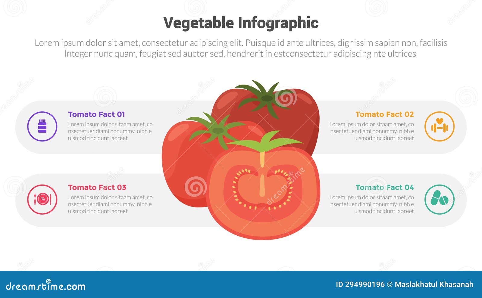Fresh Vegetable and Healthy Infographics Template Diagram with Tomato ...