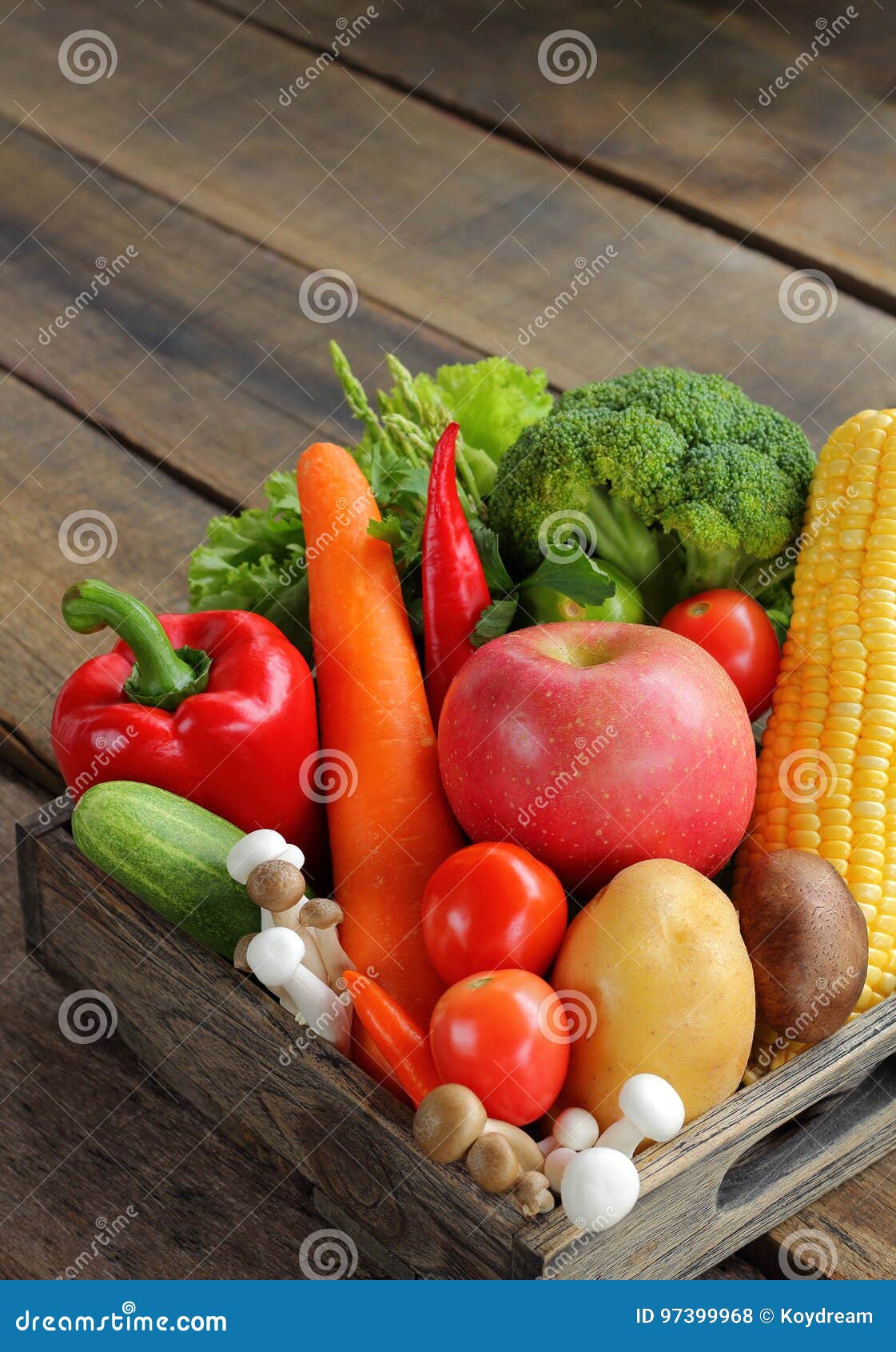 Fresh Vegetable Mixed in the Box Wood. Stock Photo - Image of lemon ...