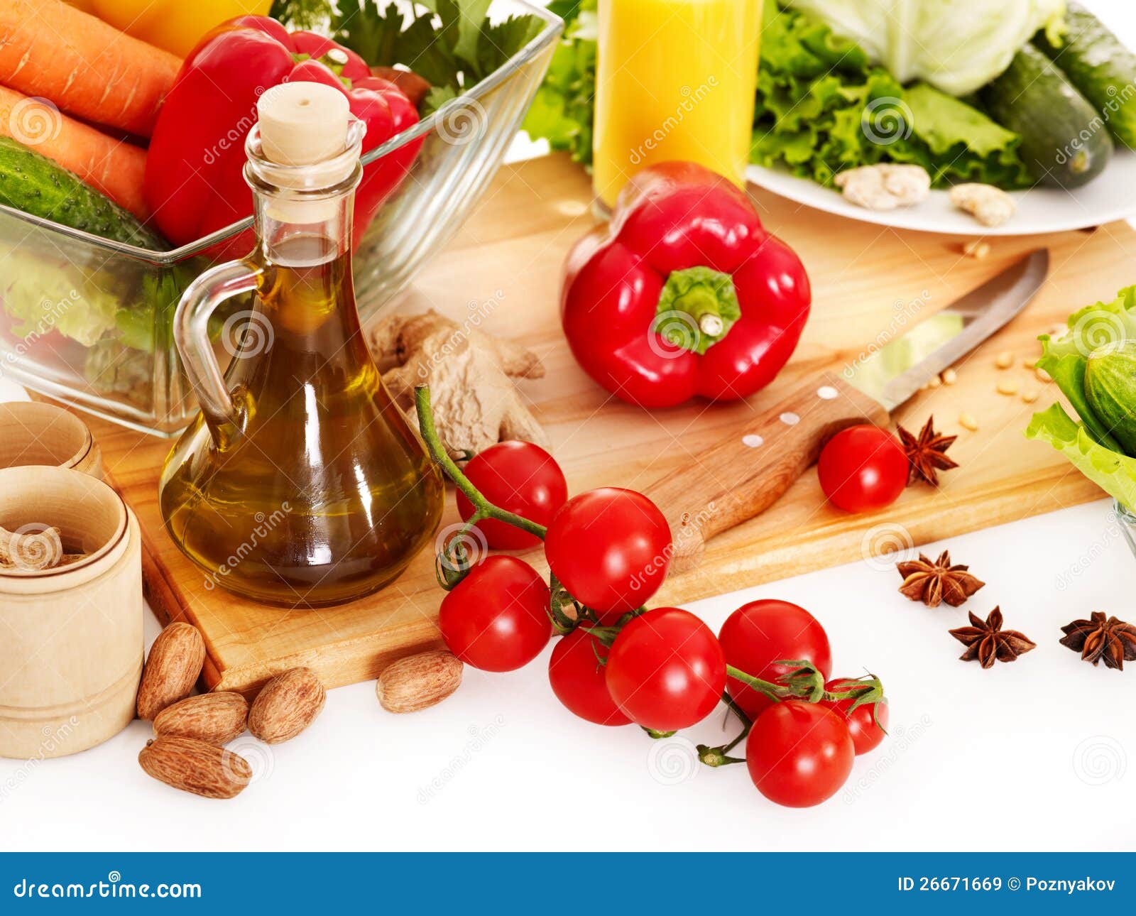 Fresh Vegetable and Olive Oil. Stock Image - Image of fall, harvest ...