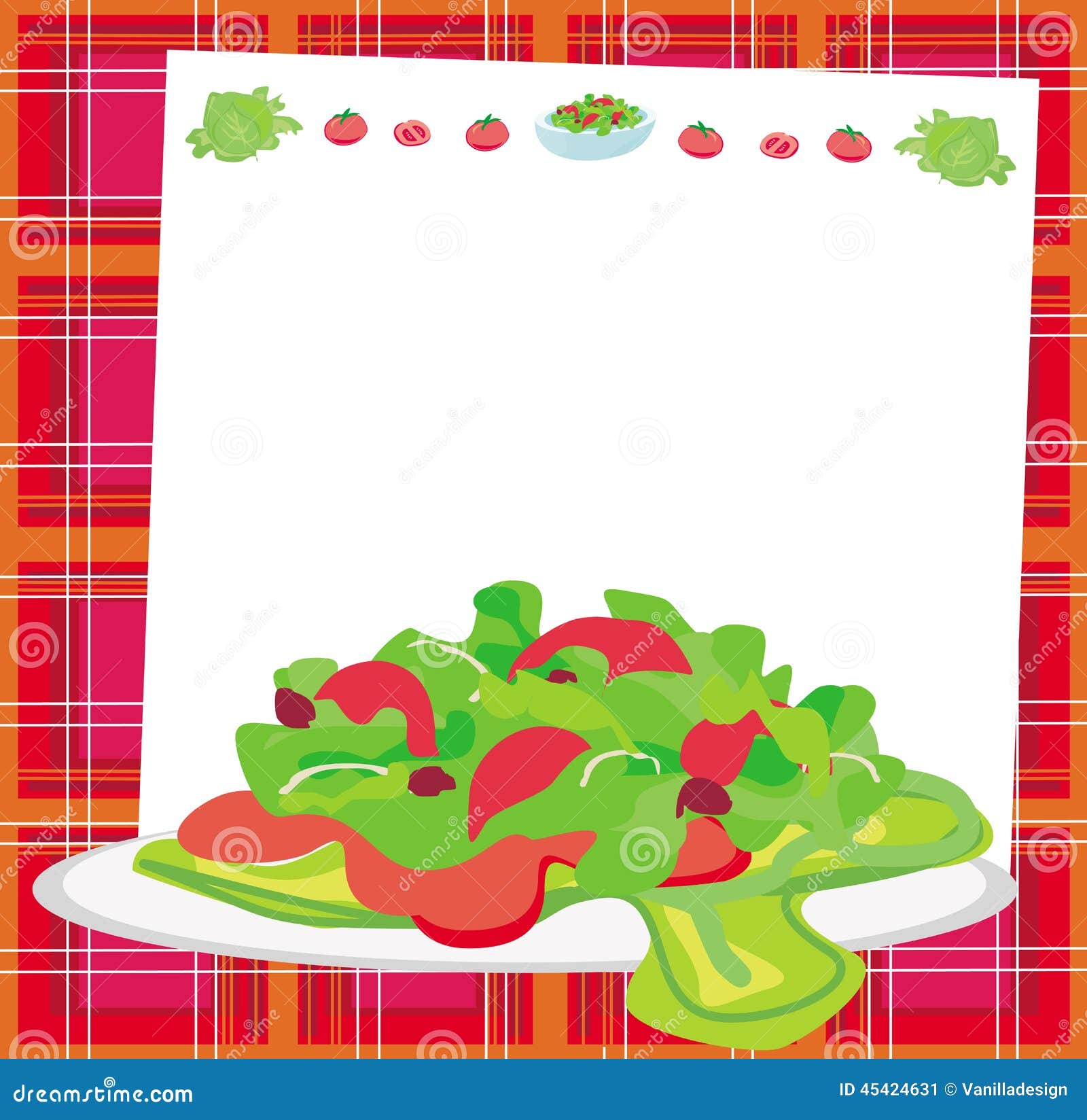 Fresh vegetable salad card stock vector. Illustration of appetizer ...