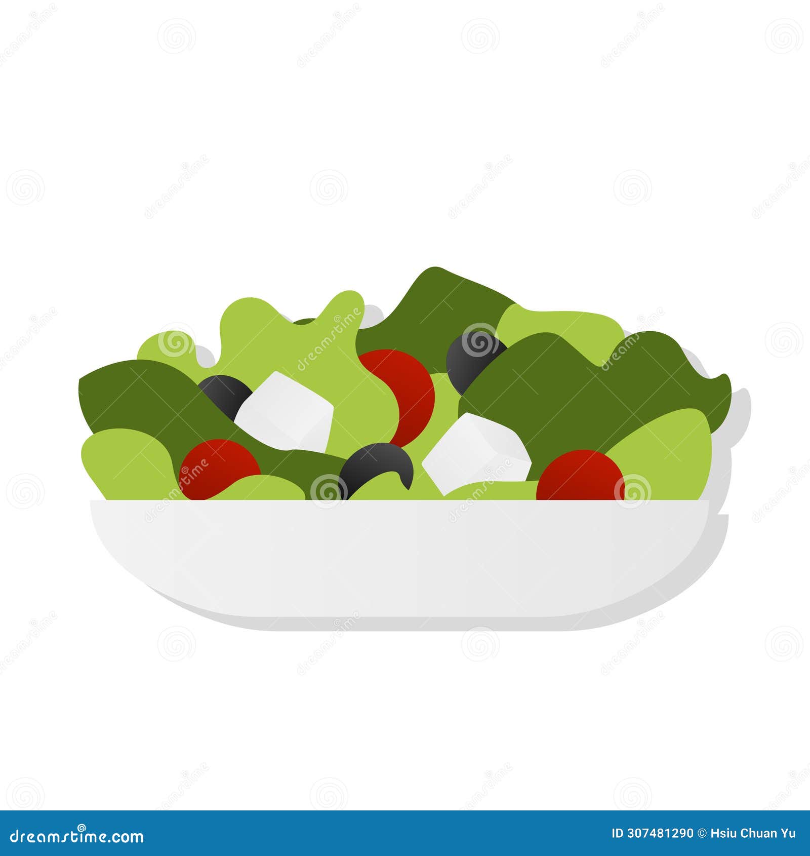 Fresh Vegetable Salad Cartoon Illustration Stock Vector - Illustration ...