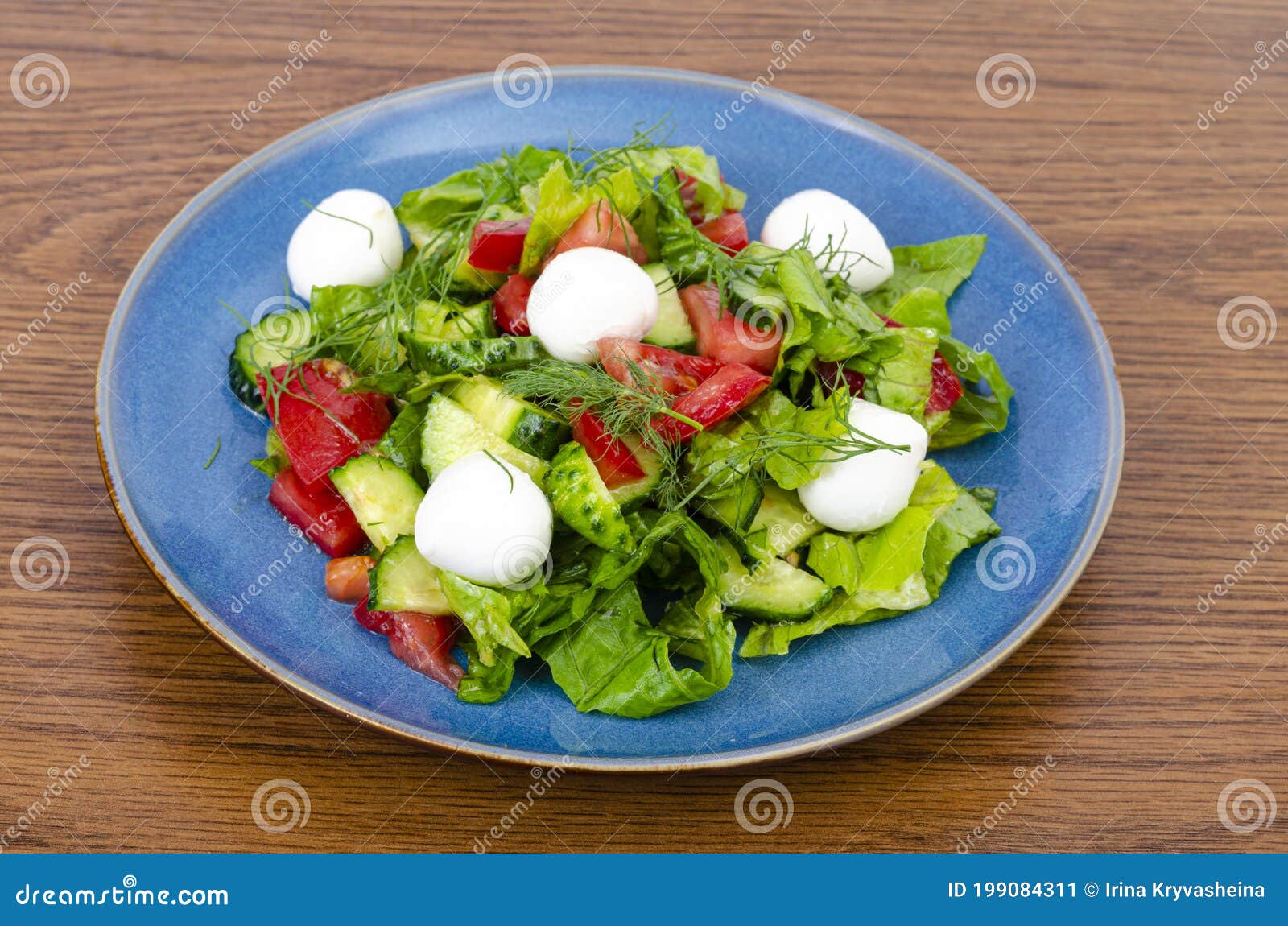 Fresh Vegetable Salad with Mozzarella Balls. Photo Stock Image - Image ...