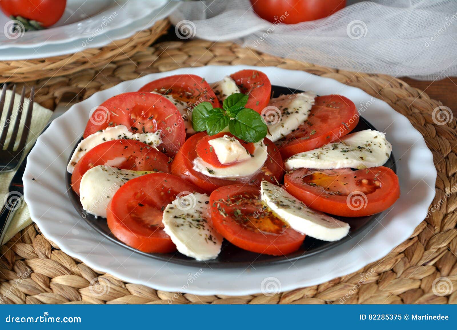 Fresh Vegetable Salad with Mozzarella, Tomato and Basil Stock Image ...