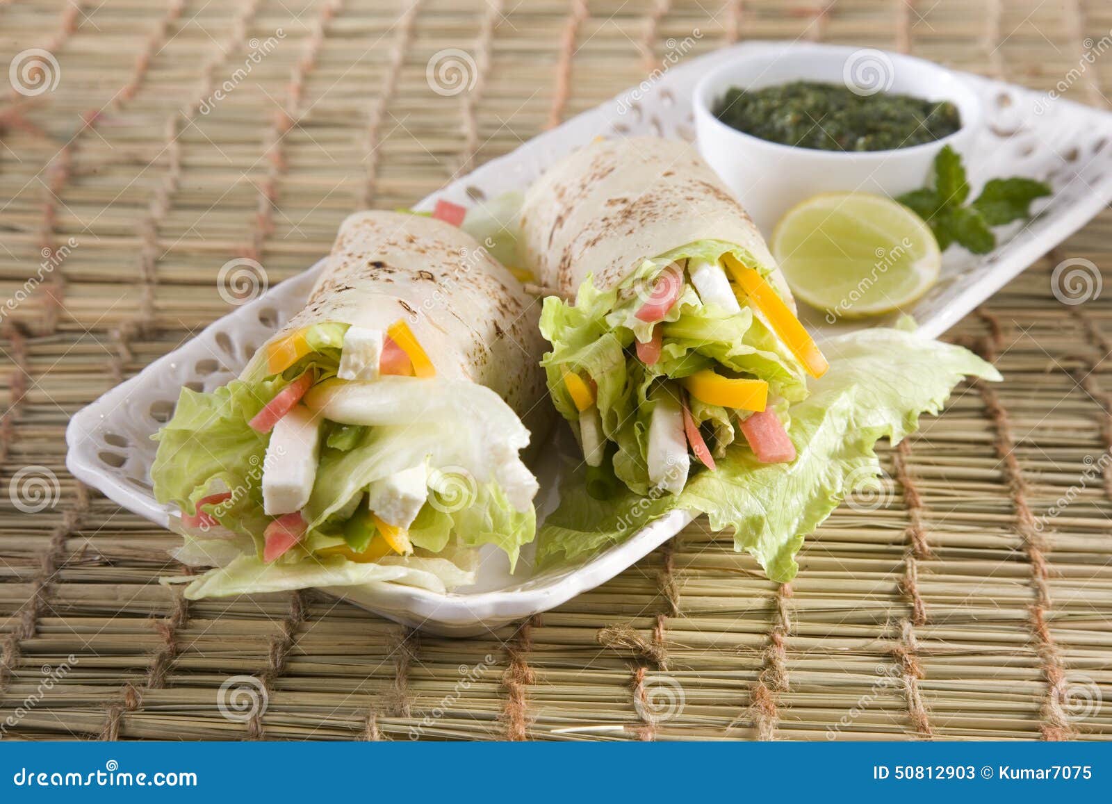 Fresh Vegetable Spring Roll - Burrito Stock Image - Image of green ...