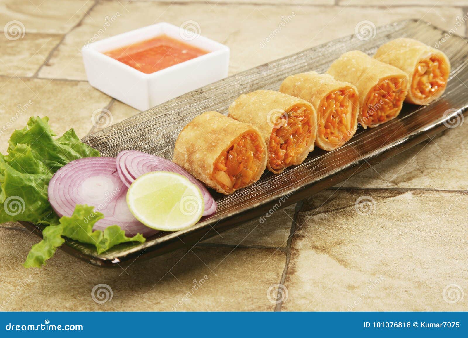 Fresh Vegetable Spring Roll or Burrito Stock Photo - Image of food ...