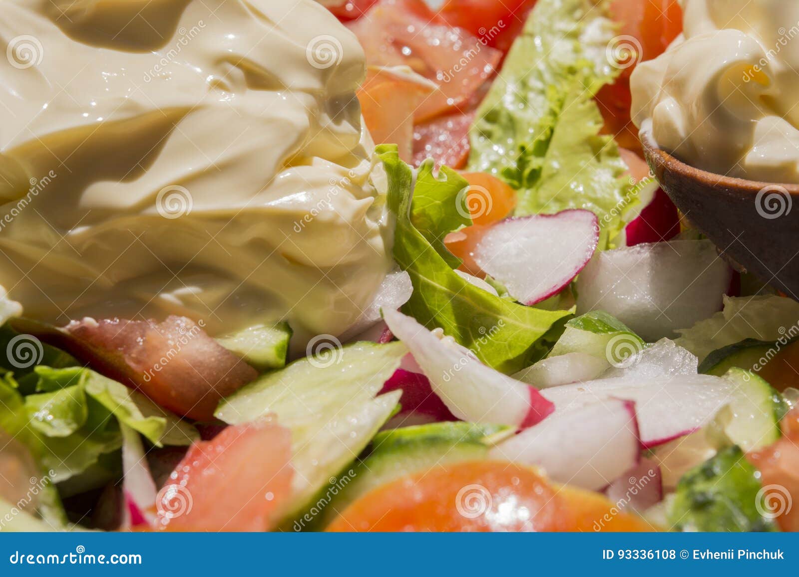 Fresh Vegetable Spring Salad with Mayonnaise Stock Photo - Image of ...