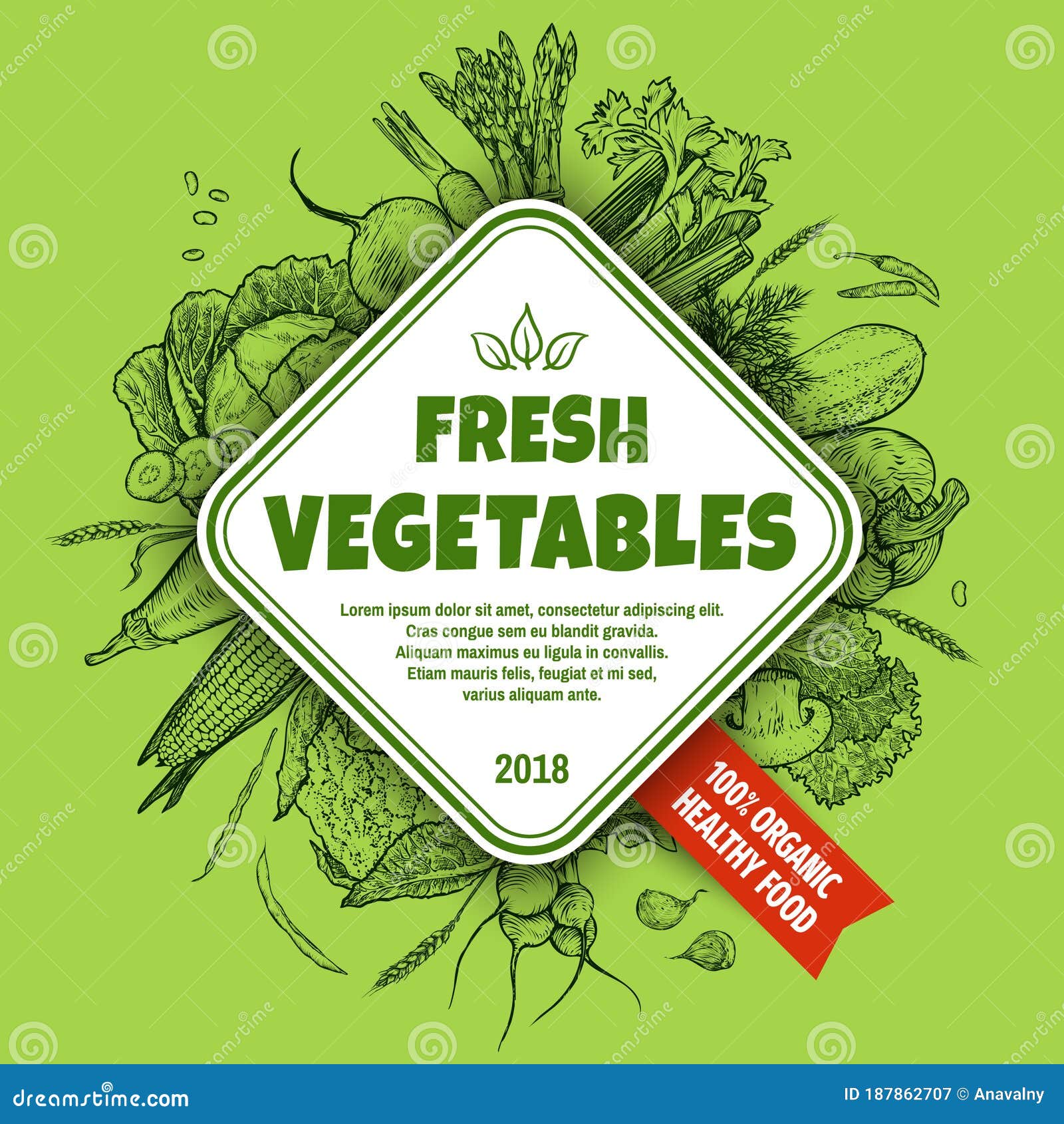 Fresh Vegetables Banner Concept. Hand Drawn Vegetables Set Stock Vector ...