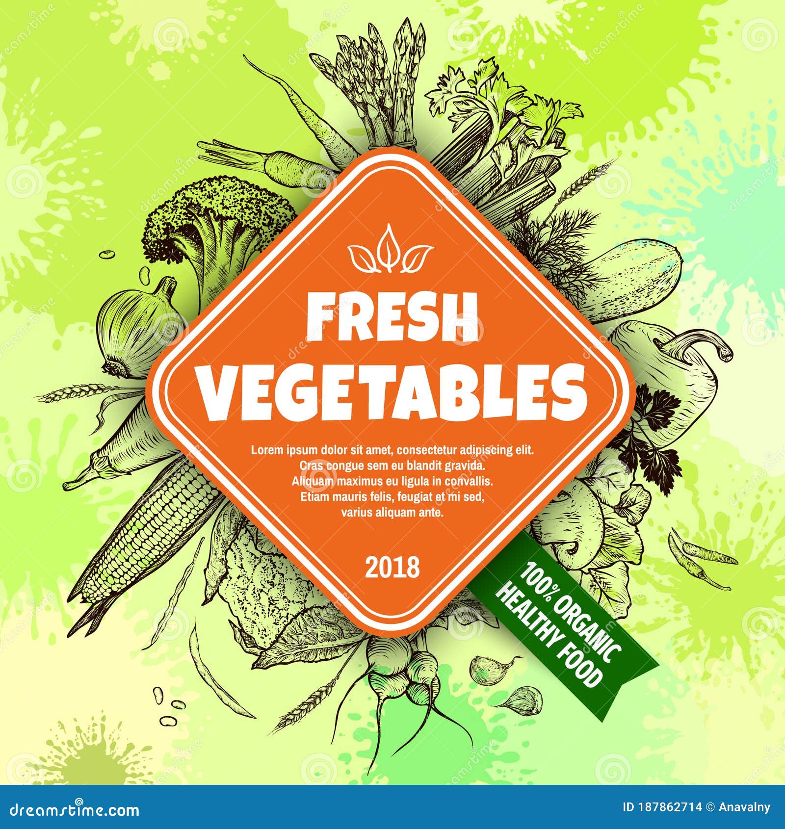 Fresh Vegetables Banner Concept. Hand Drawn Vegetables Set Stock Vector ...