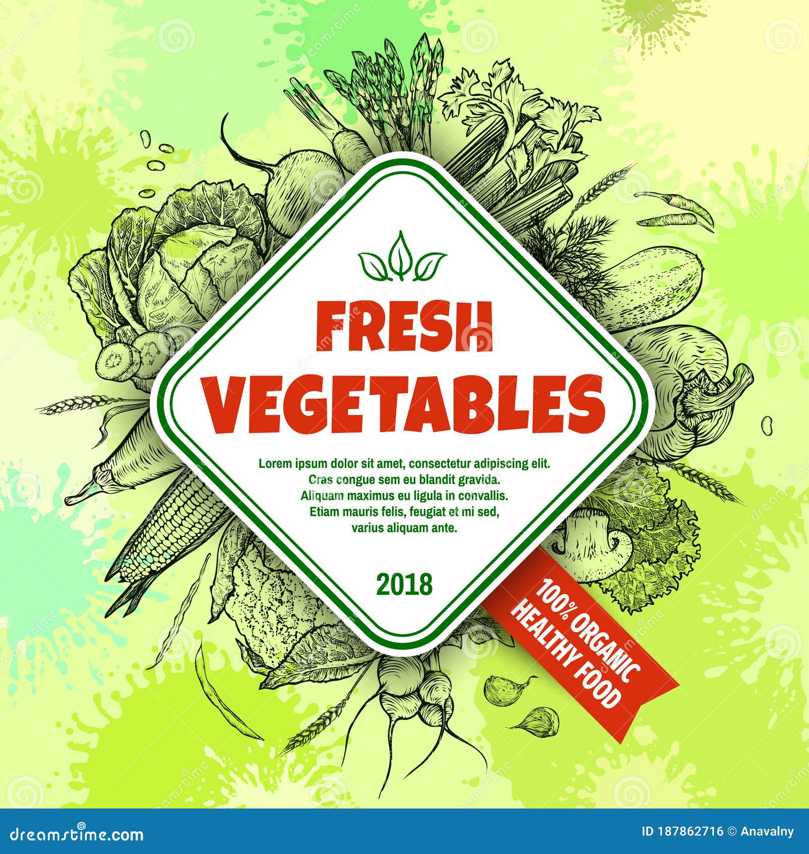 Fresh Vegetables Banner Concept. Hand Drawn Vegetables Set Stock Vector ...