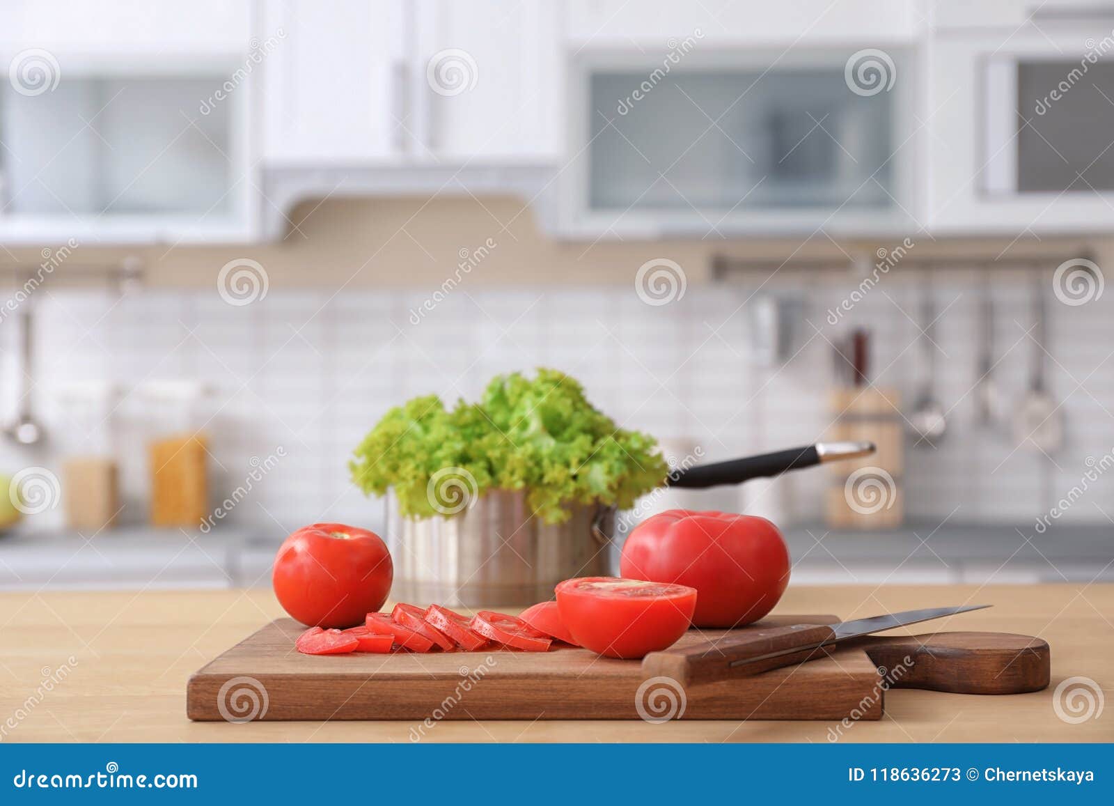Fresh Vegetables and Blurred View of Kitchen Interior Stock Image ...