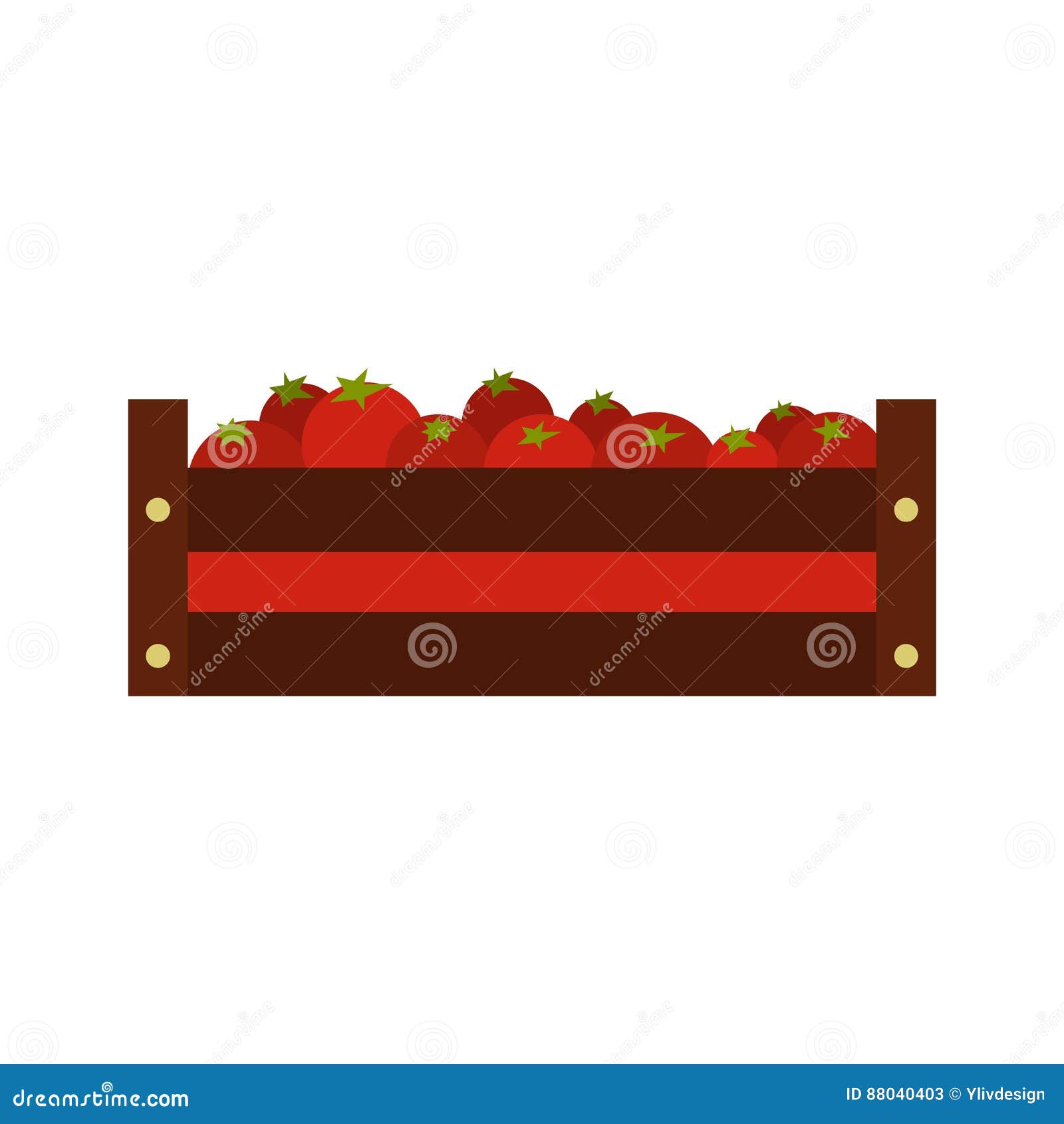 Fresh Vegetables in a Box Icon, Flat Style Stock Vector - Illustration ...