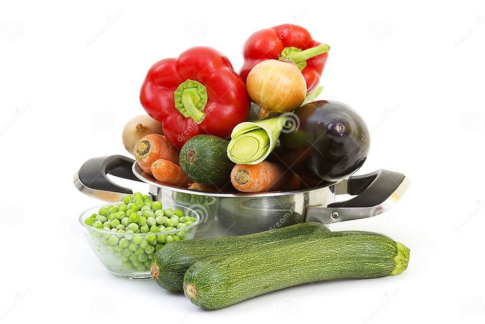 Fresh Vegetables in a Cooking Pot Stock Photo - Image of paprika ...