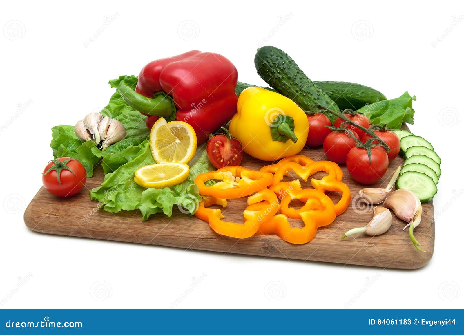 Fresh Vegetables on a Cutting Board on a White Background Stock Image ...