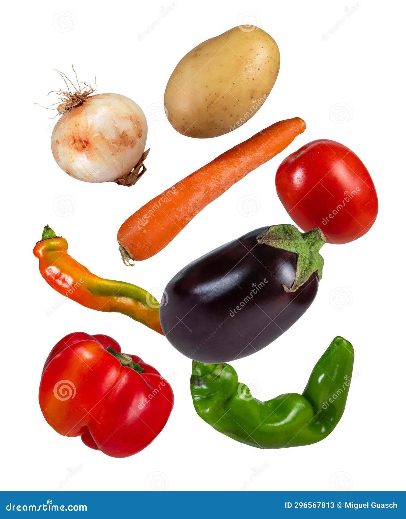 Fresh Vegetables Falling Isolated from White Background Stock Image ...