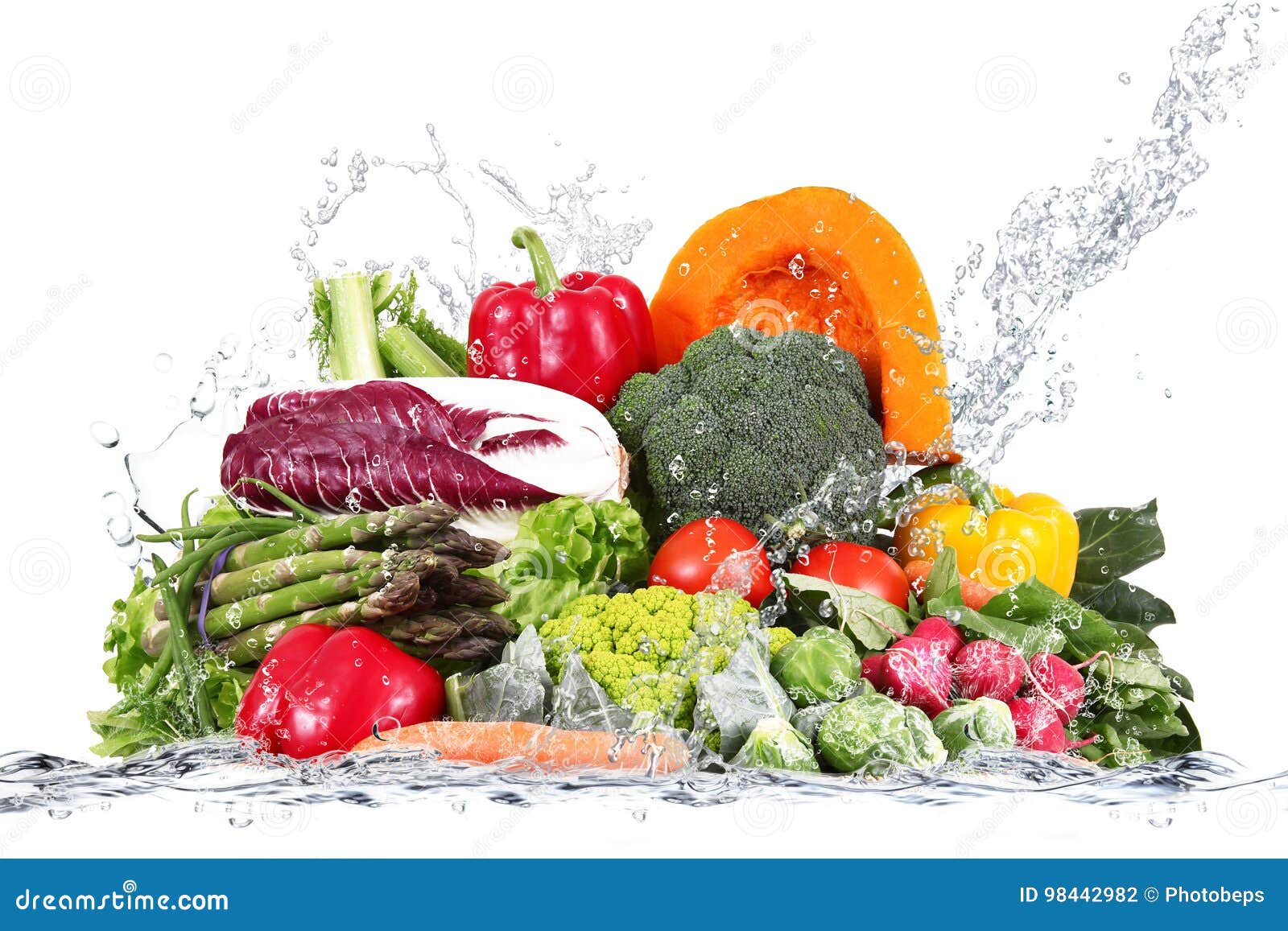 Fresh Vegetables Falling in Water Stock Photo - Image of pepper ...