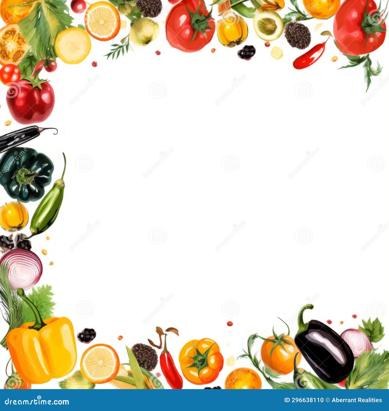 Fresh Vegetables and Fruits Frame with Place for Text Stock Photo ...