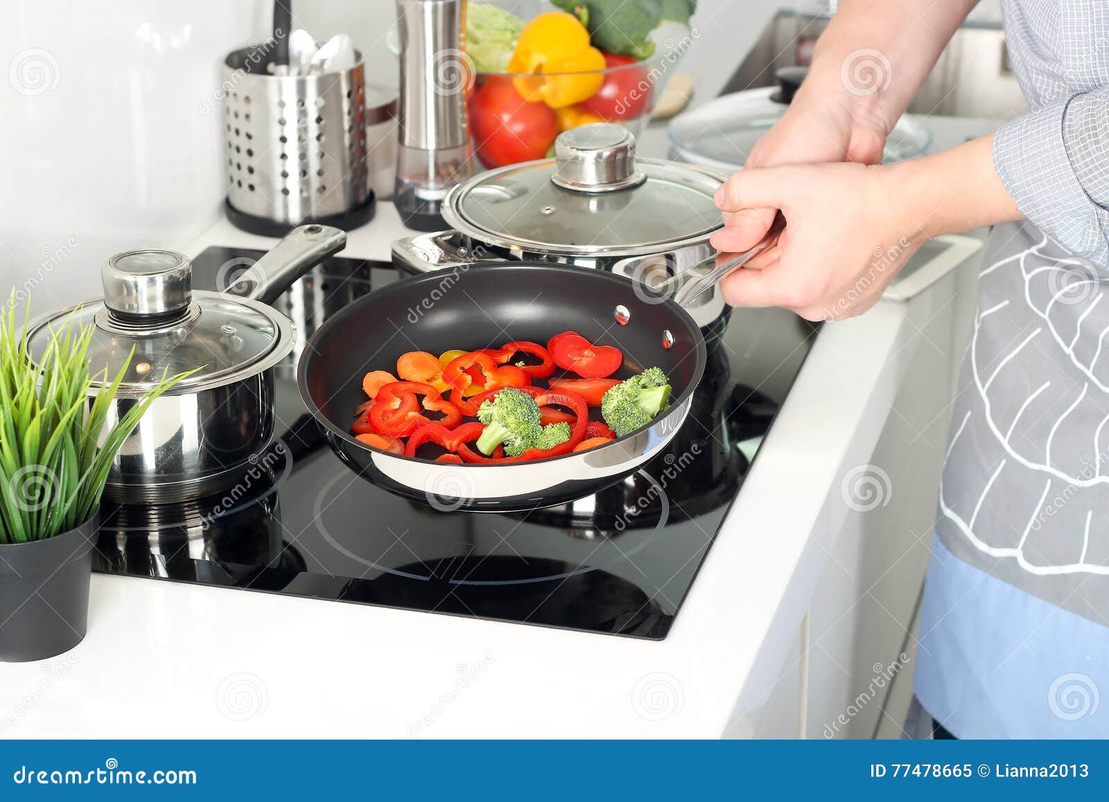 Fresh Vegetables Frying in the Pan. Concept of Cooking. Stock Image ...