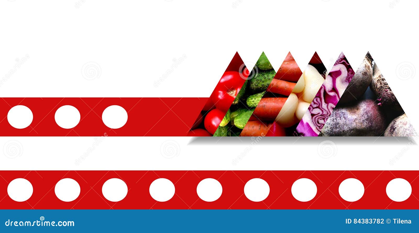 Fresh Vegetables Inside Six Side by Side Triangles Stock Illustration ...