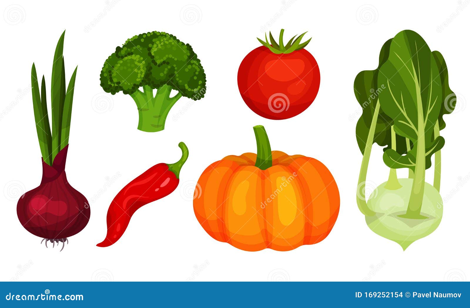 Fresh Vegetables Isolated on White Background Vector Set Stock Vector ...