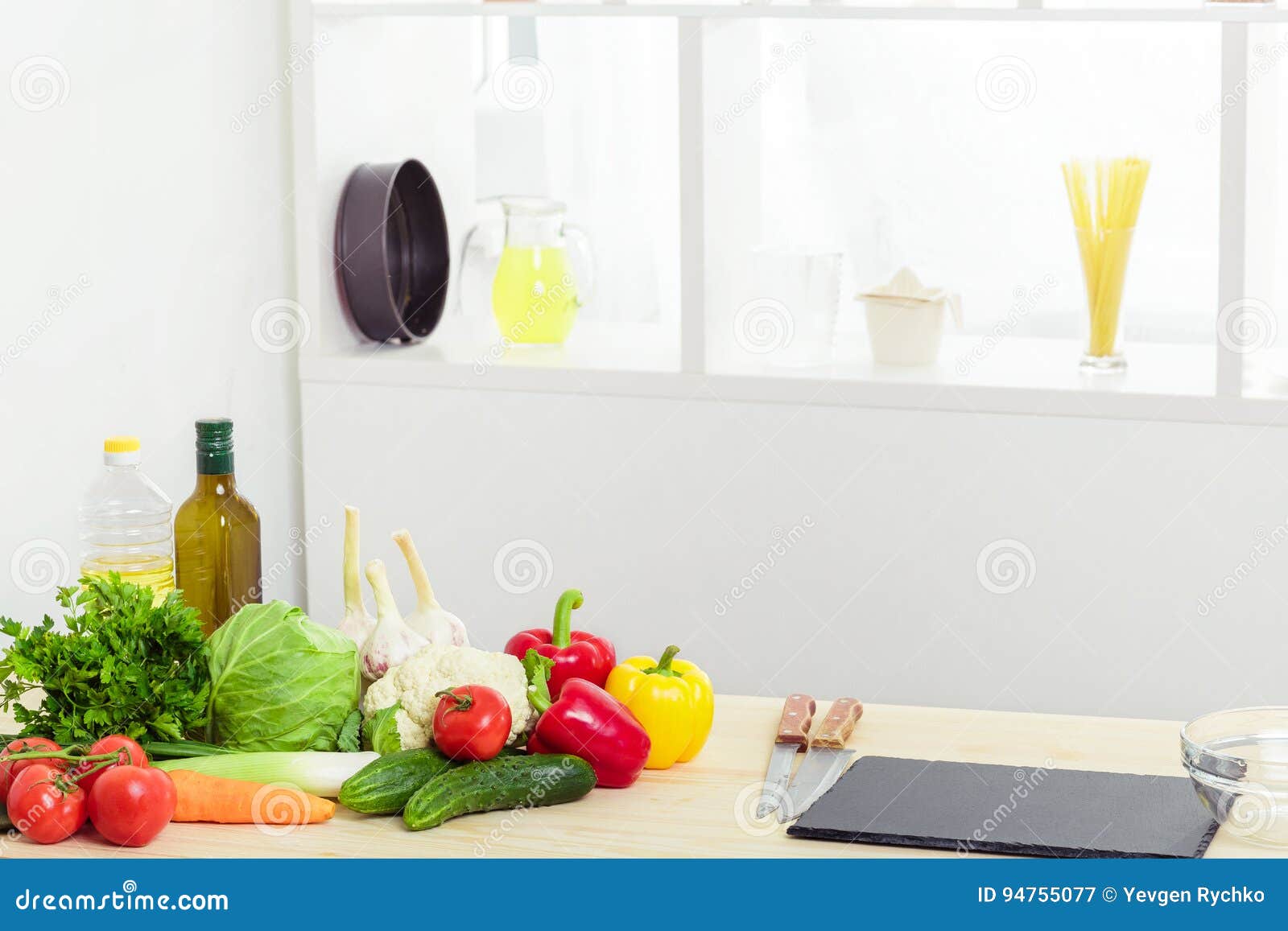 Fresh Vegetables on Kitchen Table. Healthy Food Stock Image - Image of ...