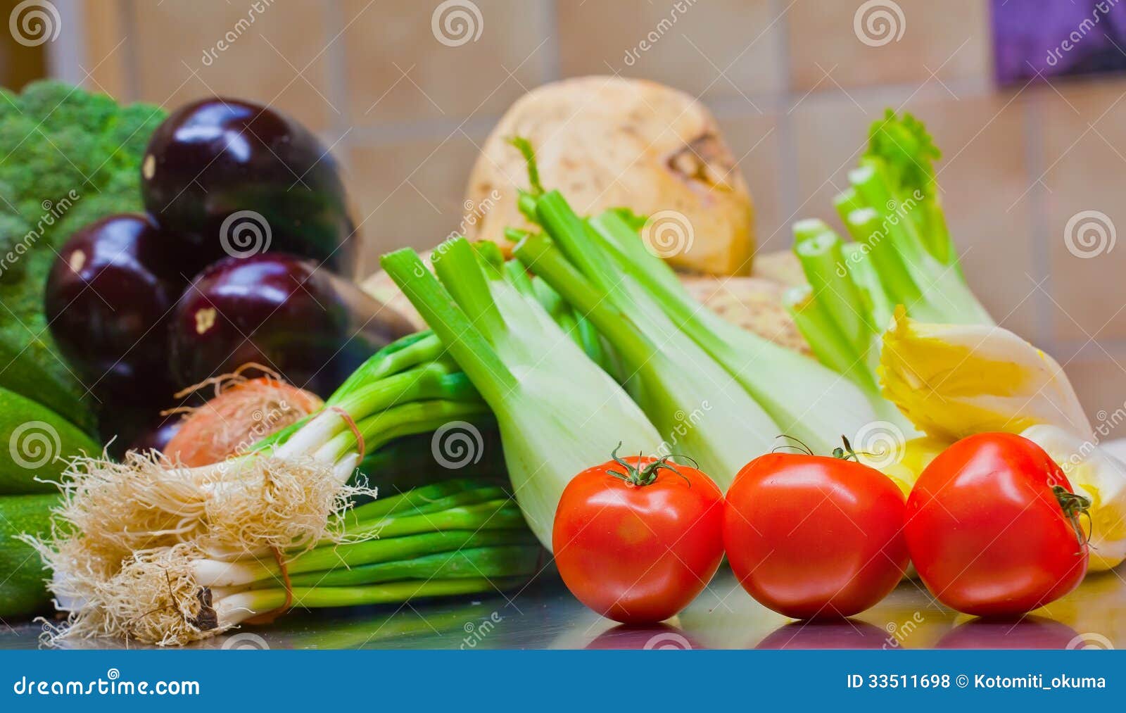 Fresh Vegetables on the Kitchen Table Stock Photo - Image of leek, meal ...