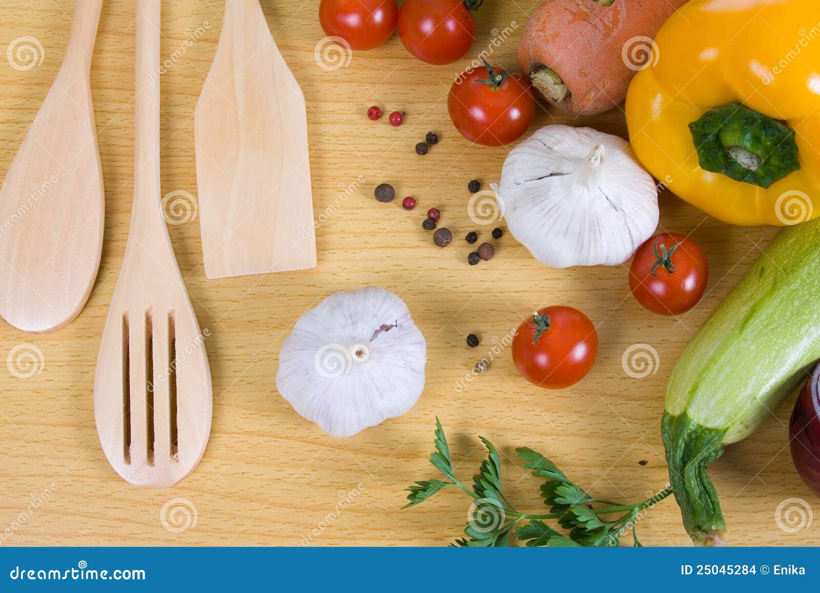Fresh Vegetables and Kitchen Utensils Stock Photo - Image of tomato ...