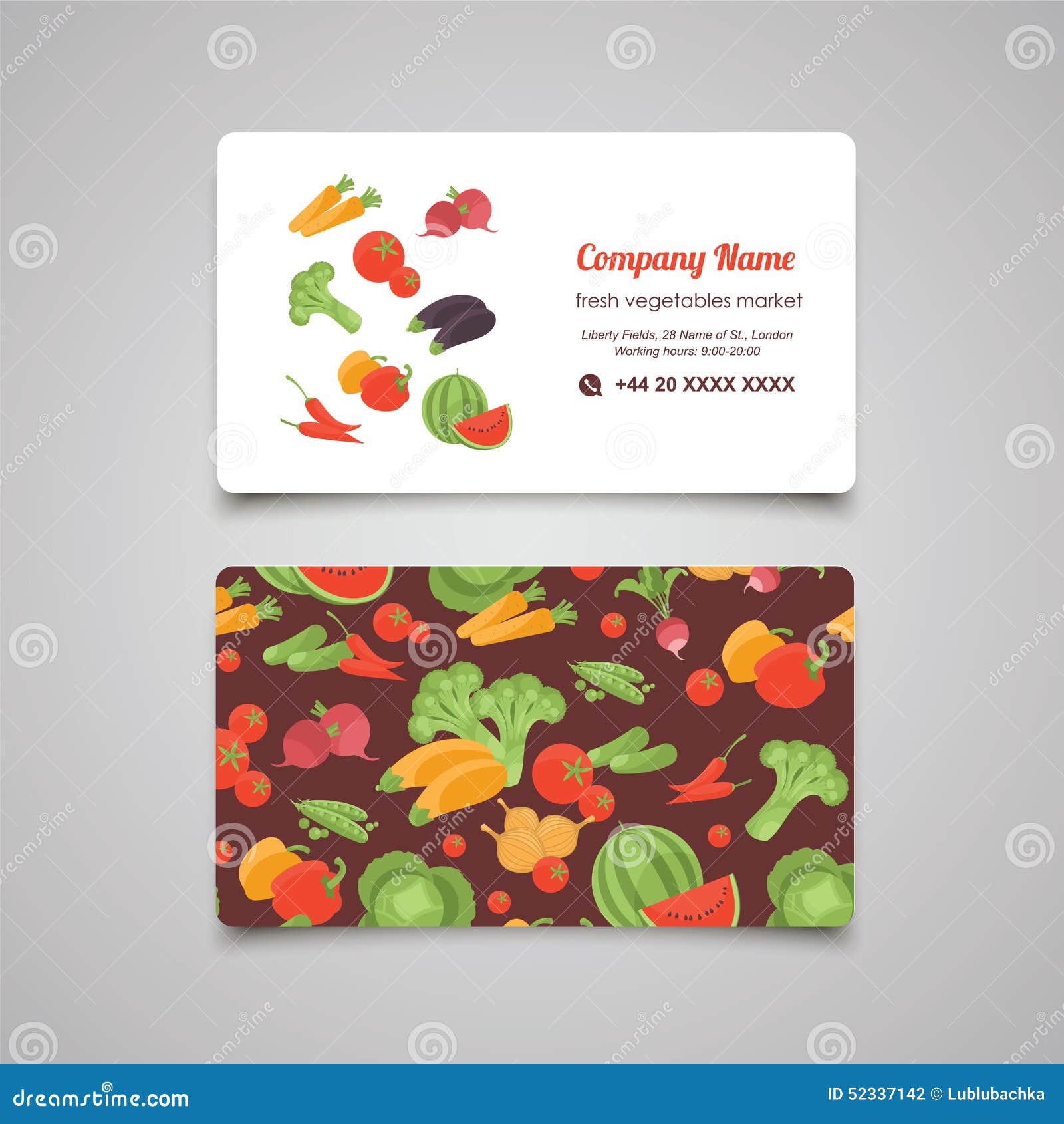 Fresh Vegetables Market Business Card Vector Design Template Stock ...