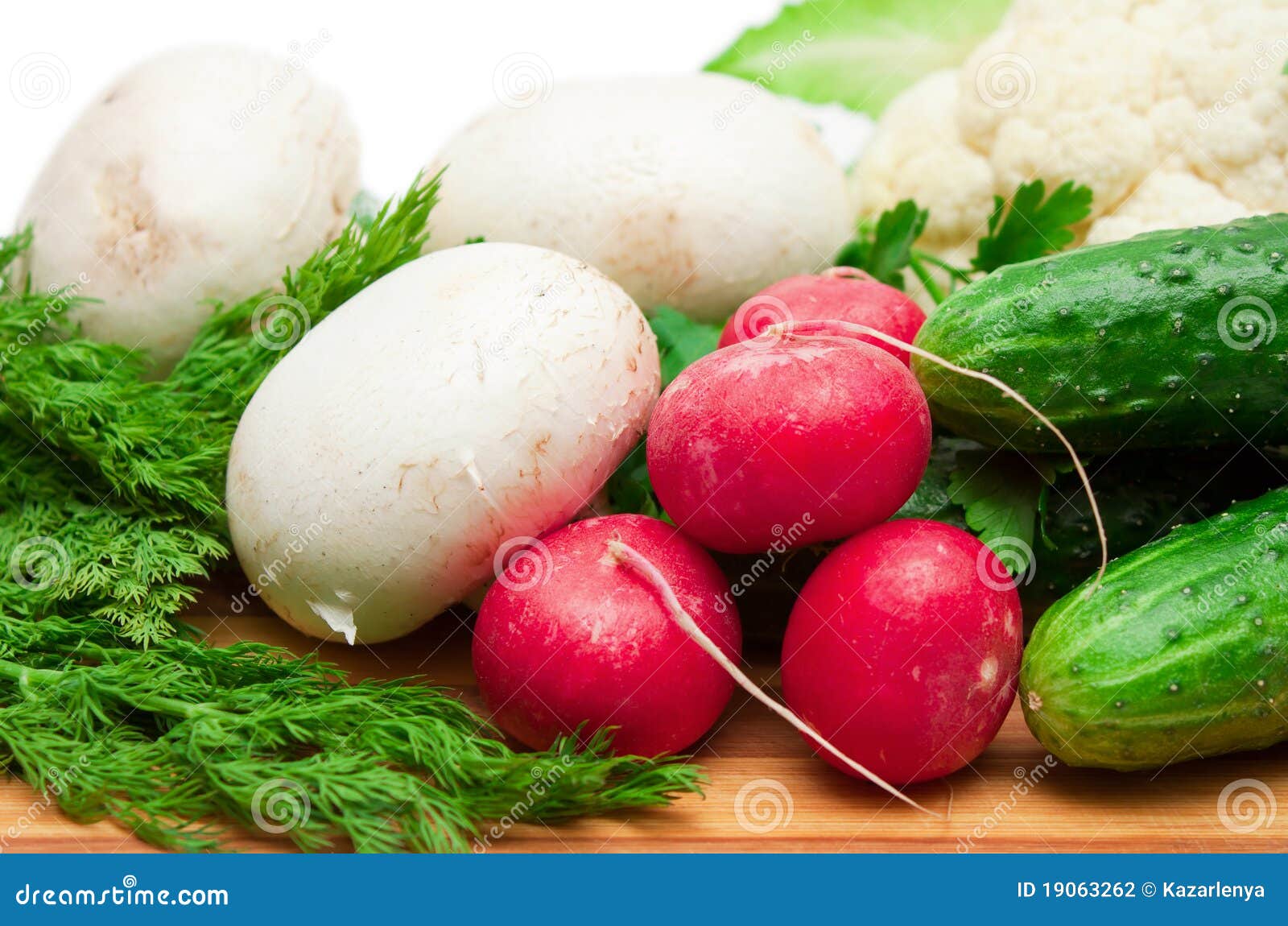 Fresh Vegetables and Mushrooms on the Board Stock Photo - Image of ...