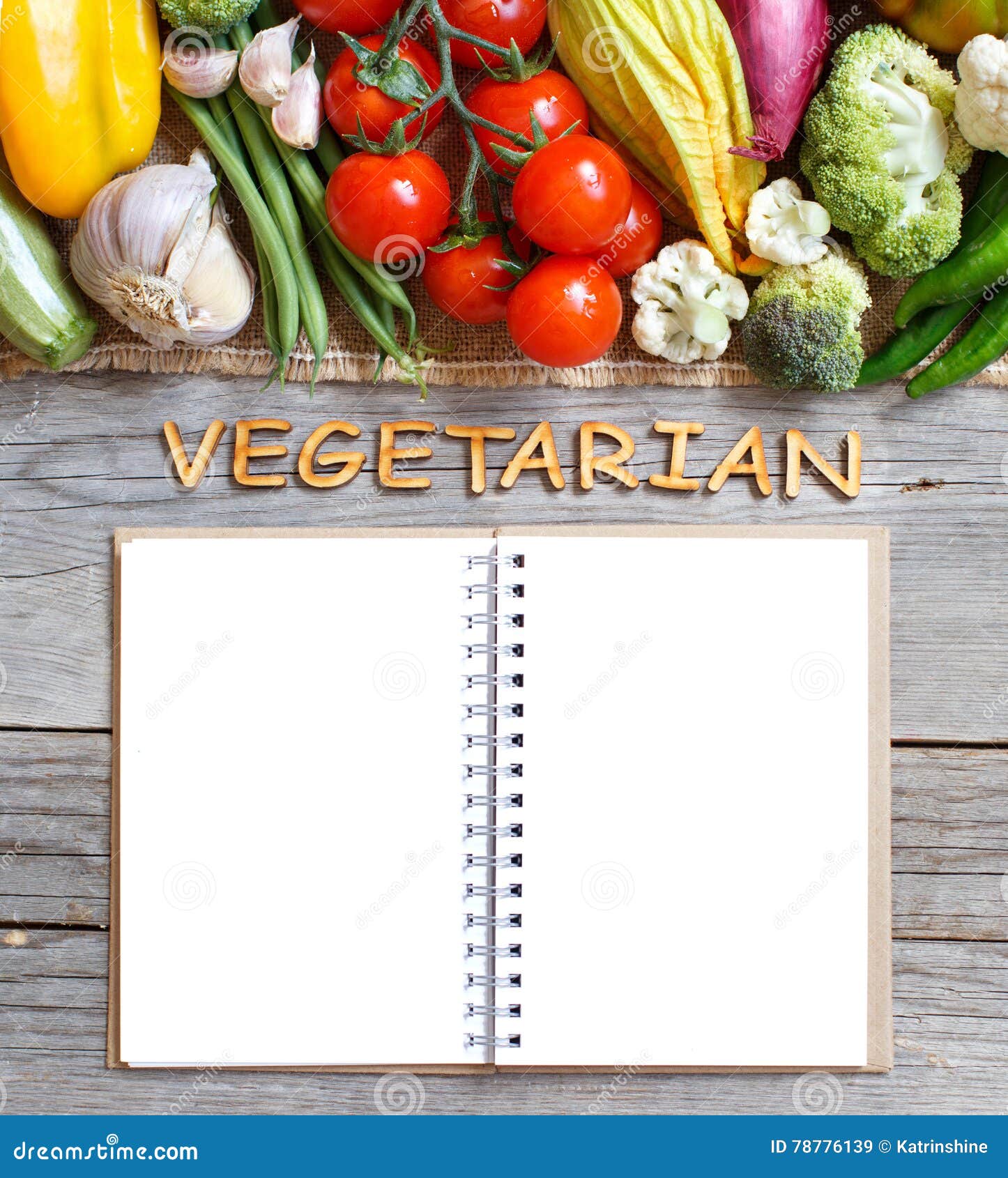 Fresh Vegetables with Notebook and Wooden Letters Stock Image - Image ...