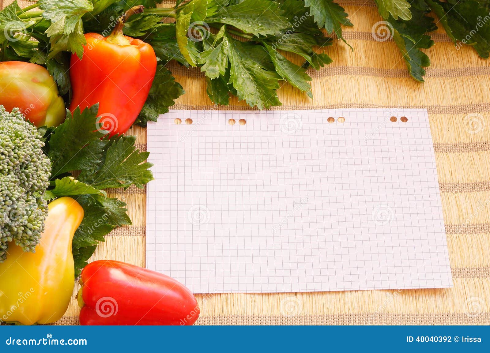 Fresh vegetables and paper stock photo. Image of sheet - 40040392