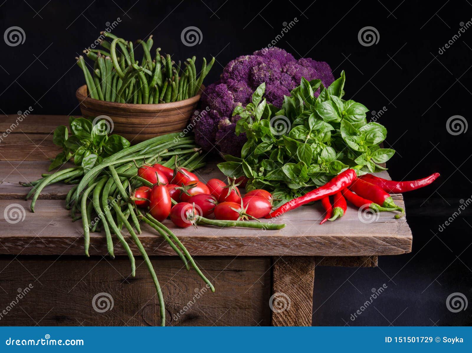 Fresh Vegetables on Rustic Table Stock Image - Image of organic ...