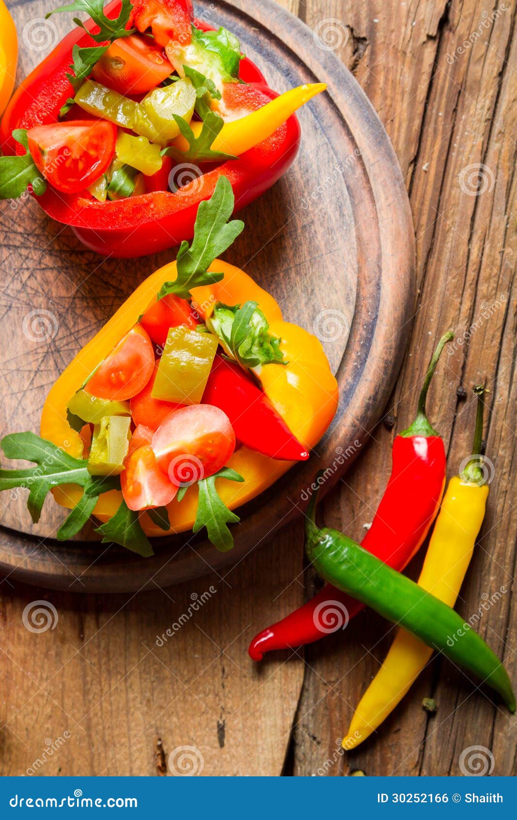 Fresh Vegetables Served in Bell Pepper Stock Photo - Image of pickle ...