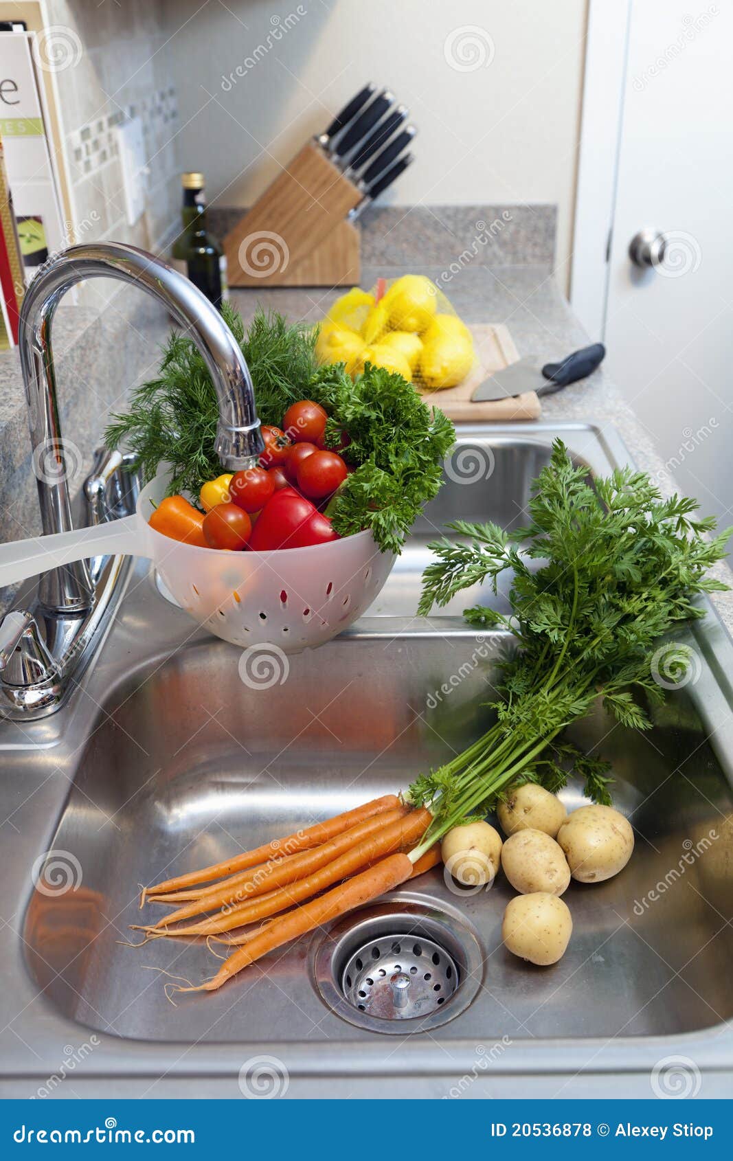 Fresh Vegetables in the Sink Stock Photo - Image of lemons, herb: 20536878
