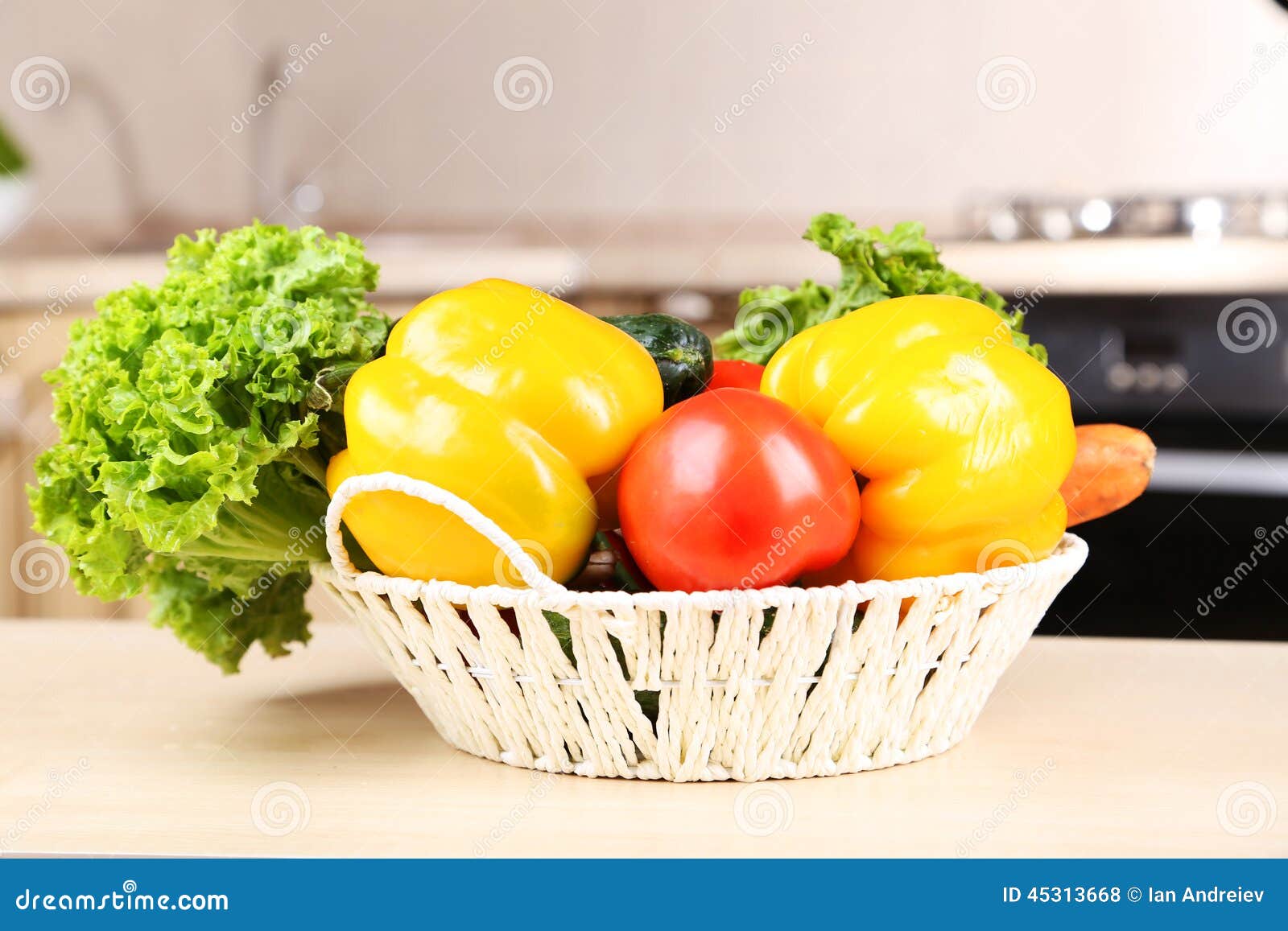 Fresh Vegetables on a Table in the Kitchen. Stock Photo - Image of ...