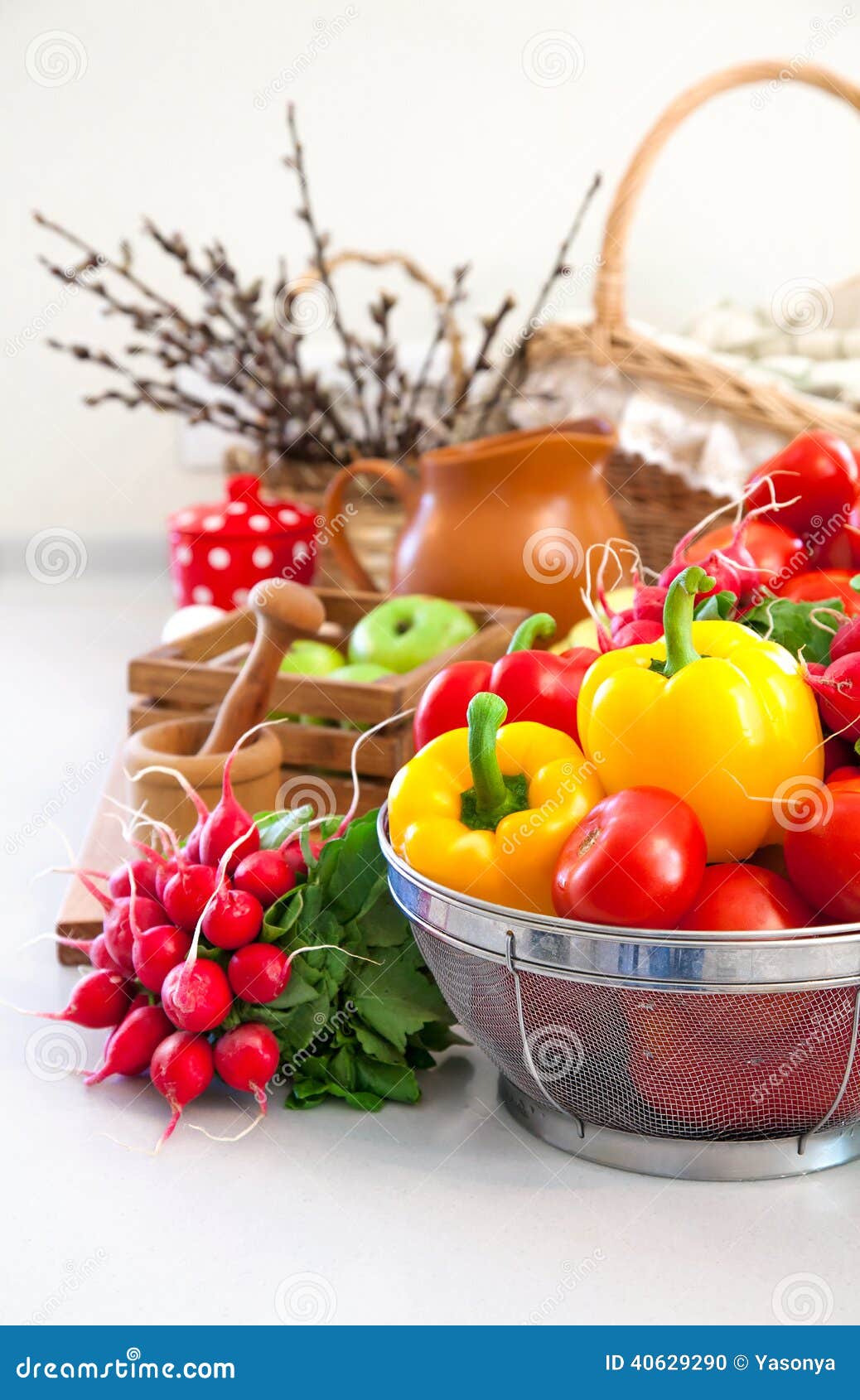 Fresh Vegetables on Table in Kitchen Stock Photo - Image of health ...