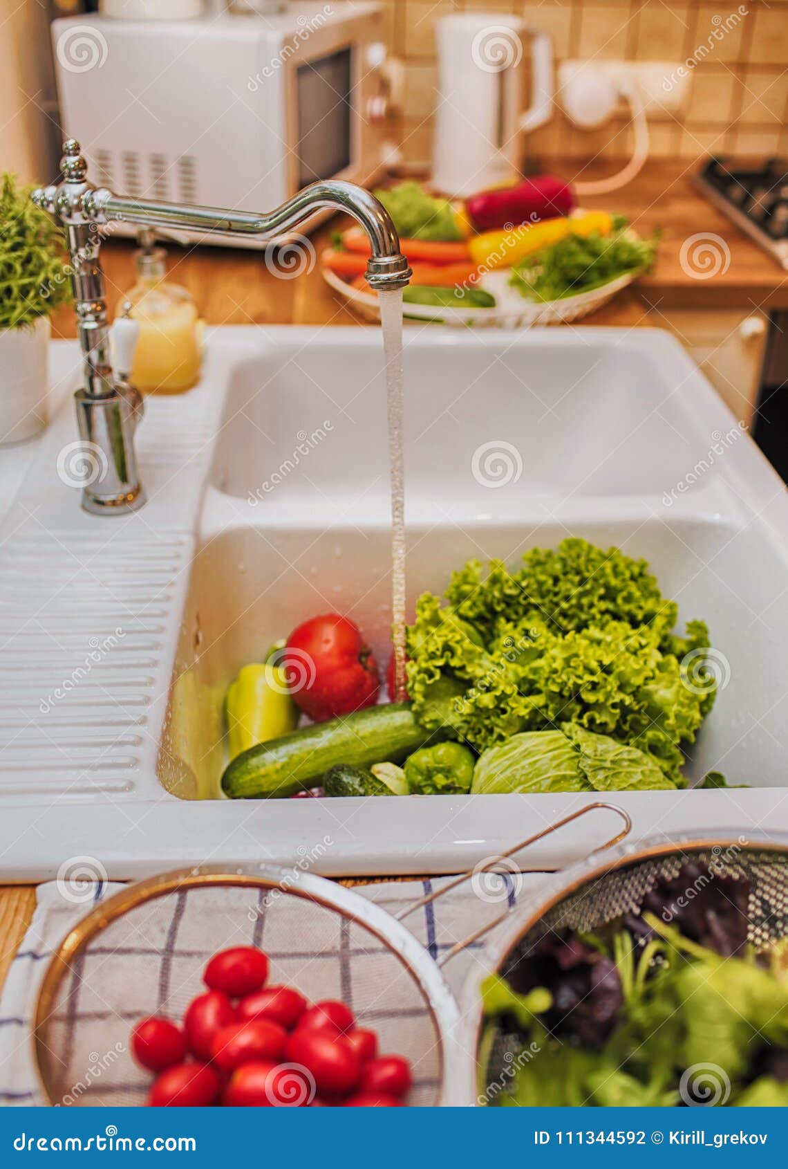 Fresh Vegetables Under Water Stream Stock Photo - Image of lunch ...