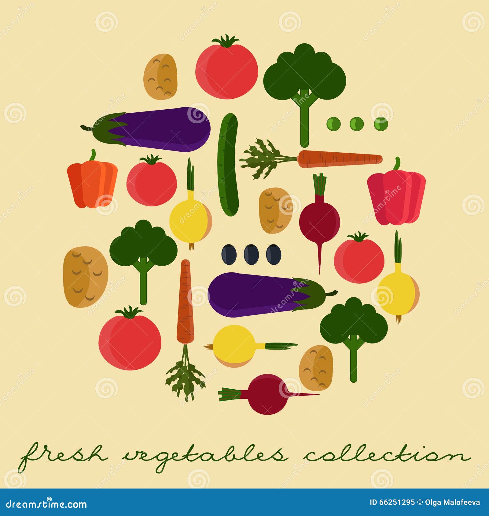 Fresh Vegetables Vector Set Stock Vector - Illustration of delicious ...