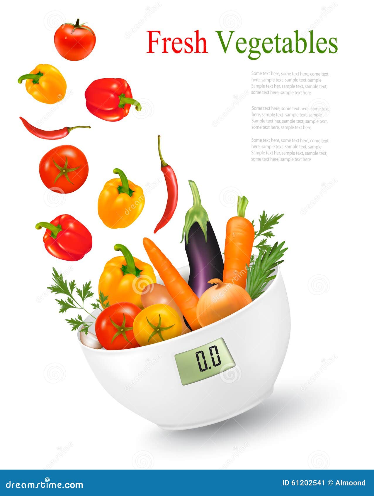 Fresh Vegetables with in a Weight Scale. Diet Concept Stock Vector ...
