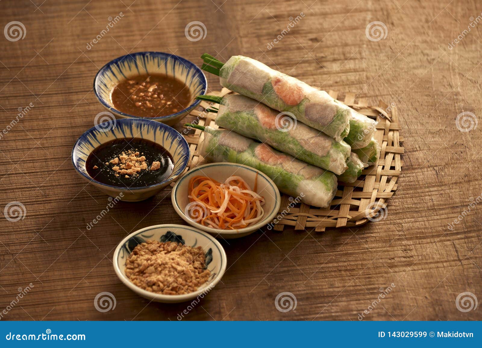 Fresh Vietnamese Spring Rolls on a Plate with Salad Stock Image - Image ...